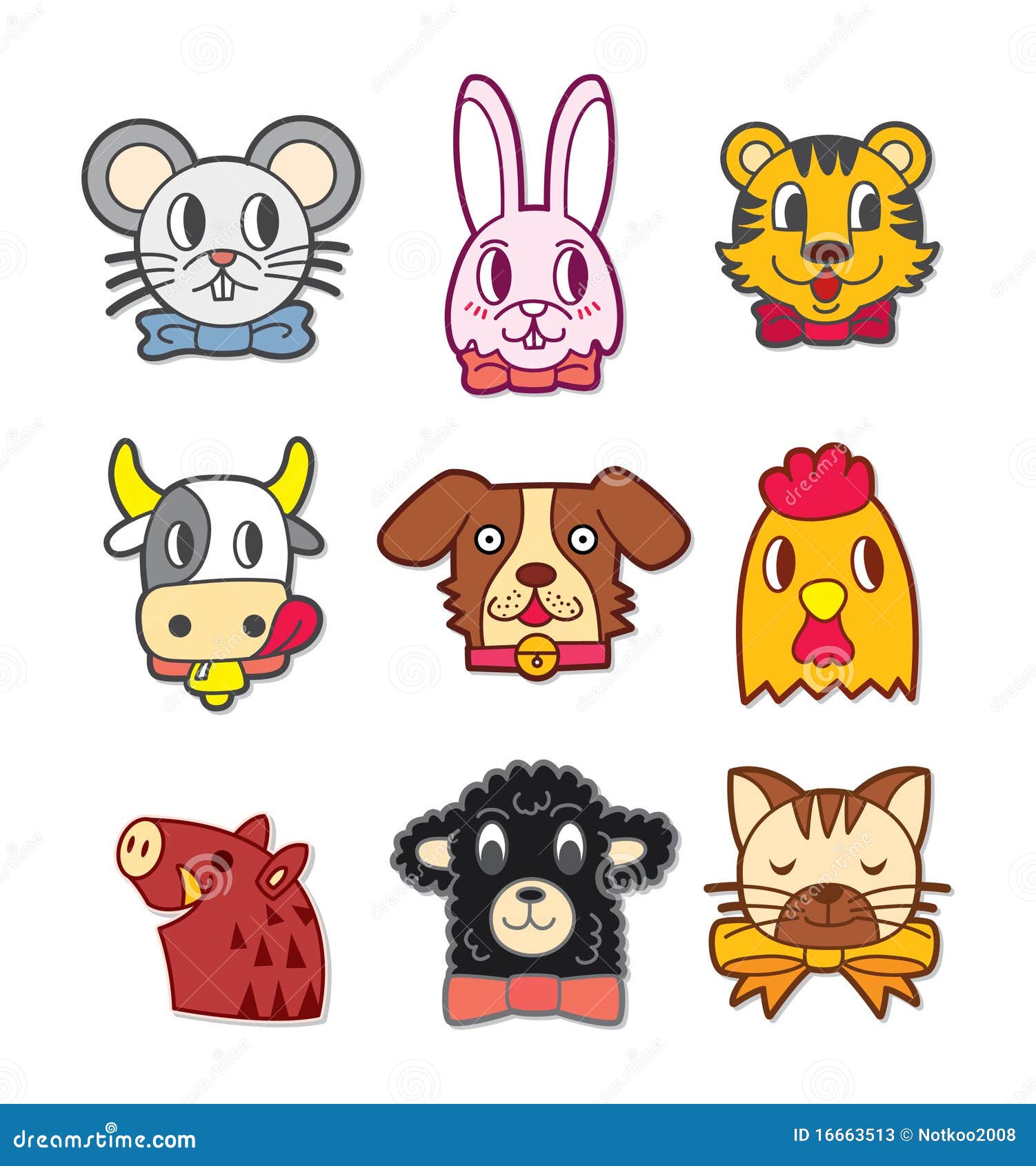 Cute cartoon animal head stock vector. Illustration of cartoon - 16663513