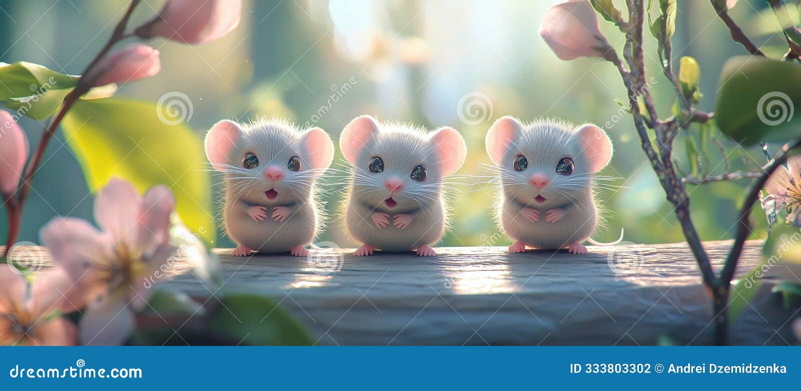A Cute Cartoon Animal with a Rabbit, Beaver, and Mouse Stock ...