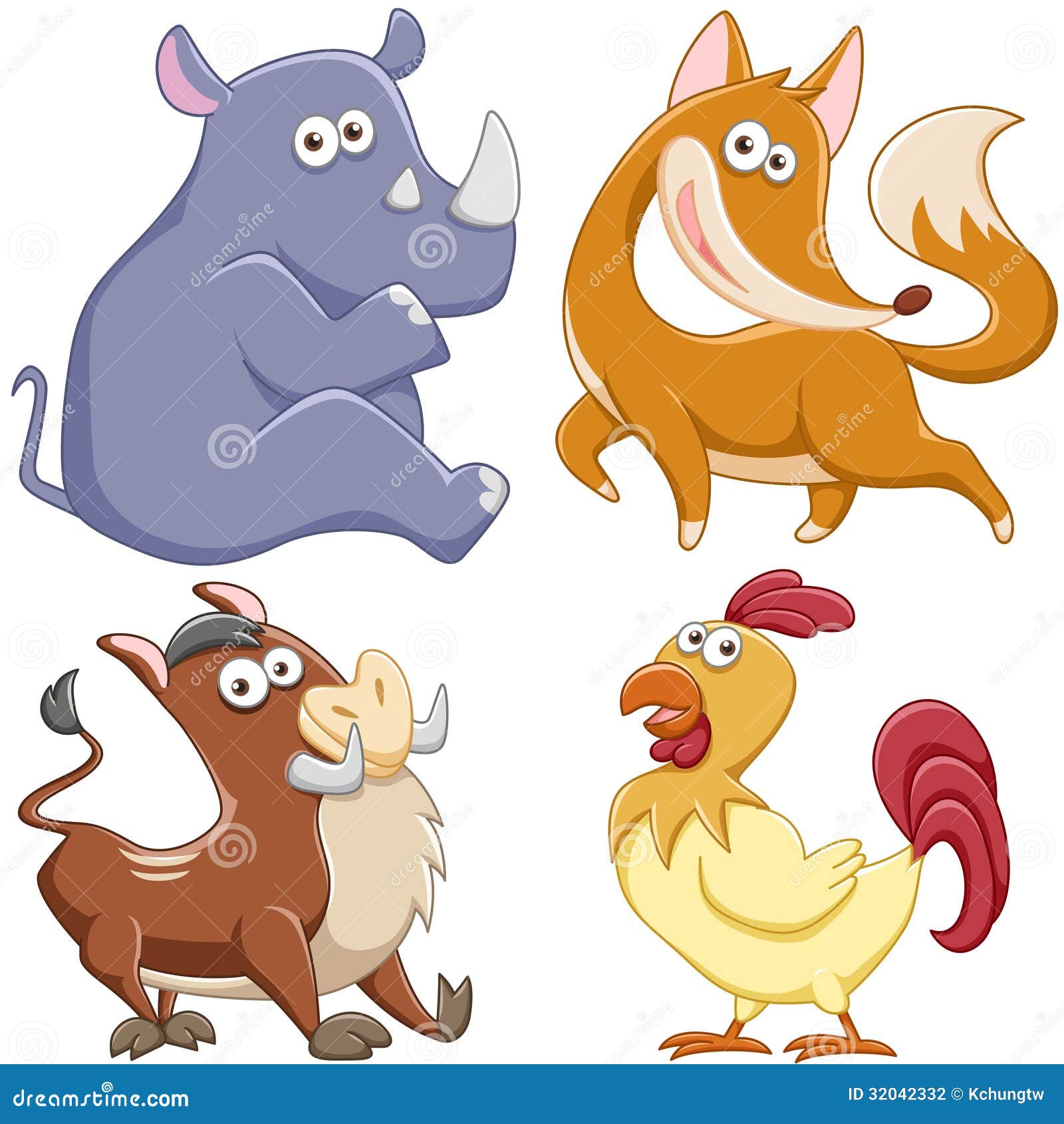 Cute cartoon animal set stock vector. Illustration of safari - 32042332