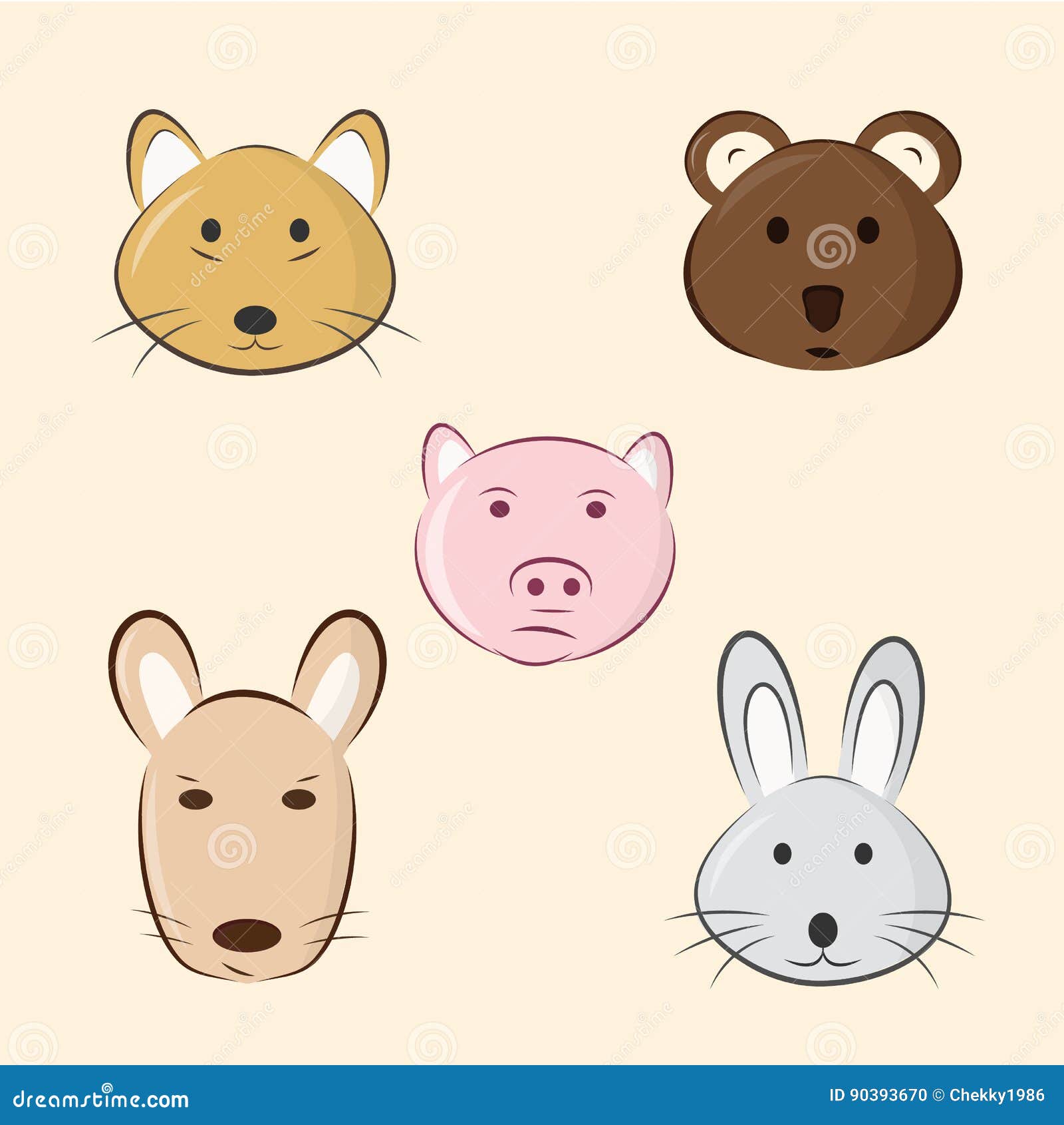 Cute cartoon animals stock vector. Illustration of rodent - 90393670