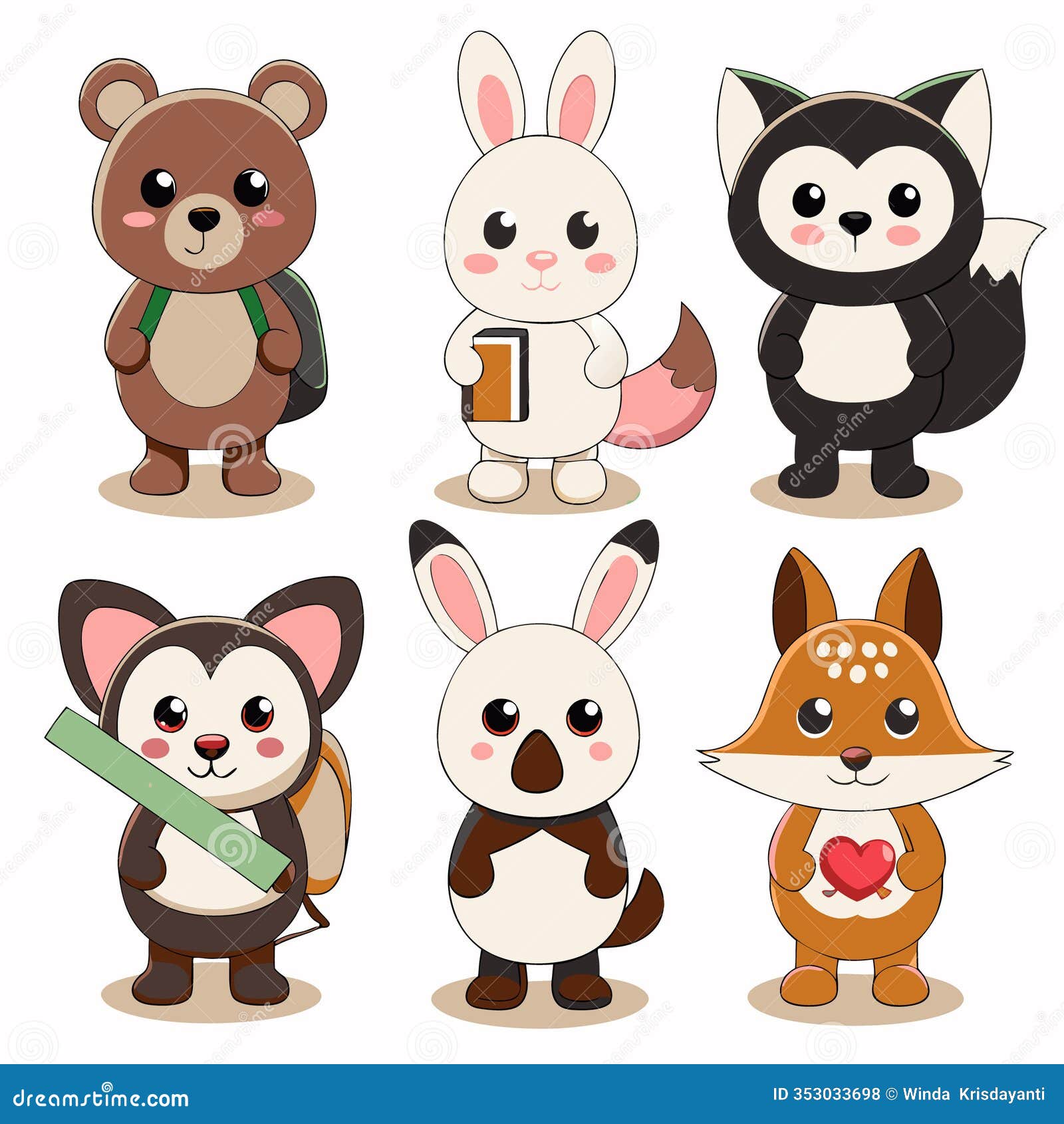 Cute Cartoon Animals Bear, Bunny, Fox Stock Vector - Illustration of ...