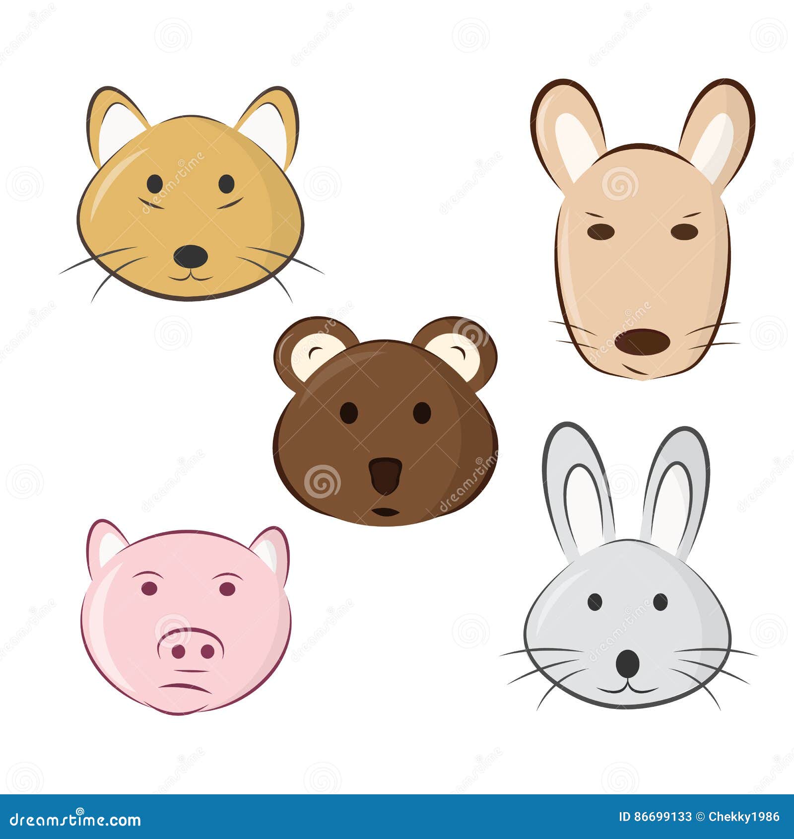 Cute cartoon animals stock vector. Illustration of hamster - 86699133