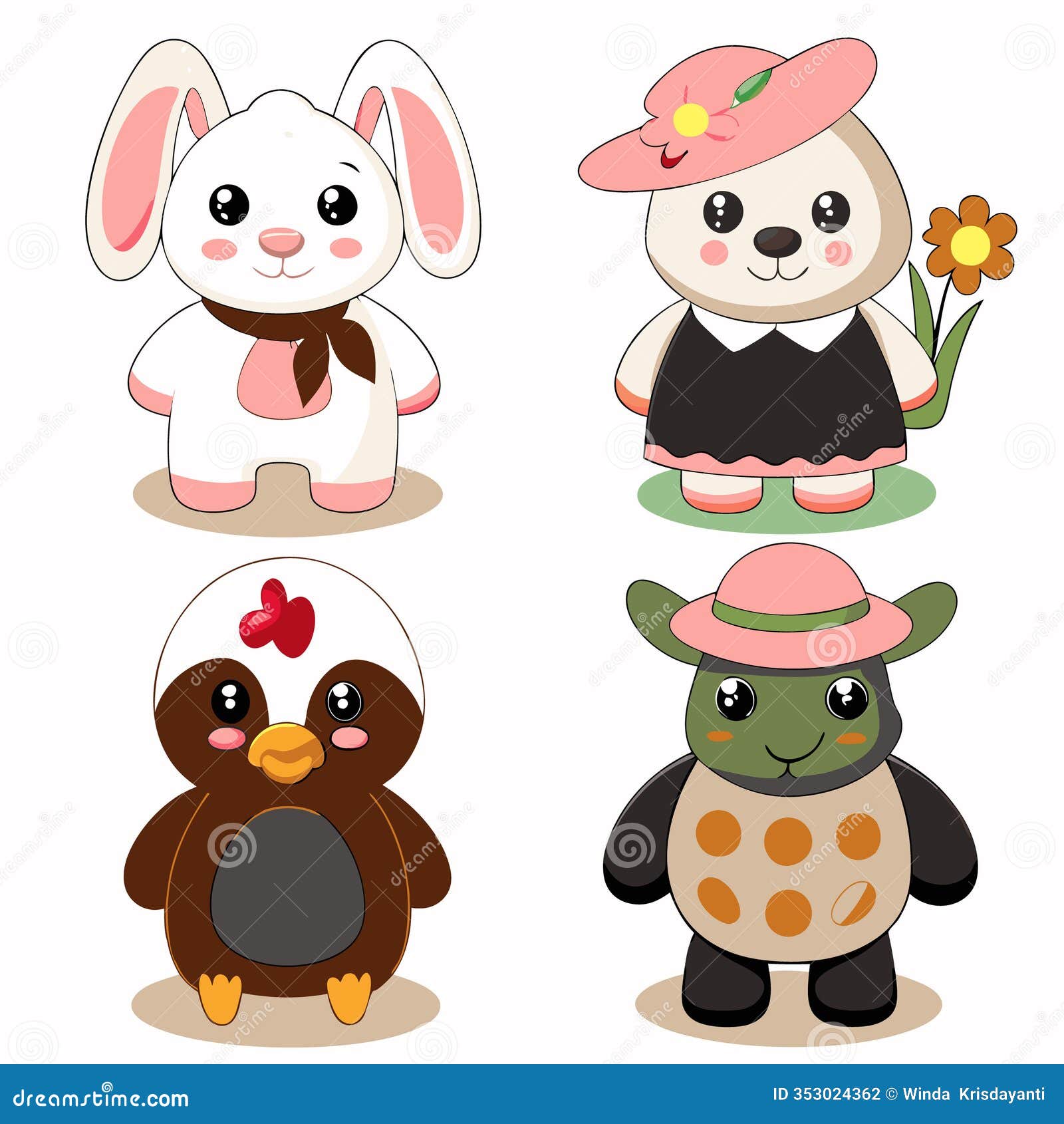 Cute Cartoon Animals Rabbit, Bear, Chick, Sheep Stock Vector ...