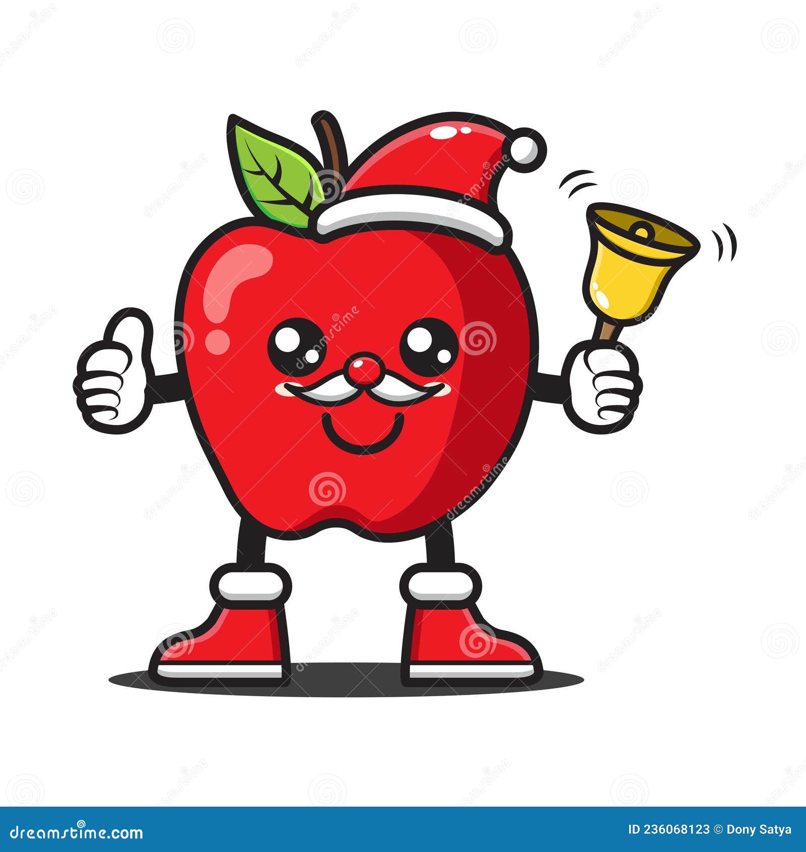 Cute Cartoon Apple Celebrating Christmas Stock Vector - Illustration of ...