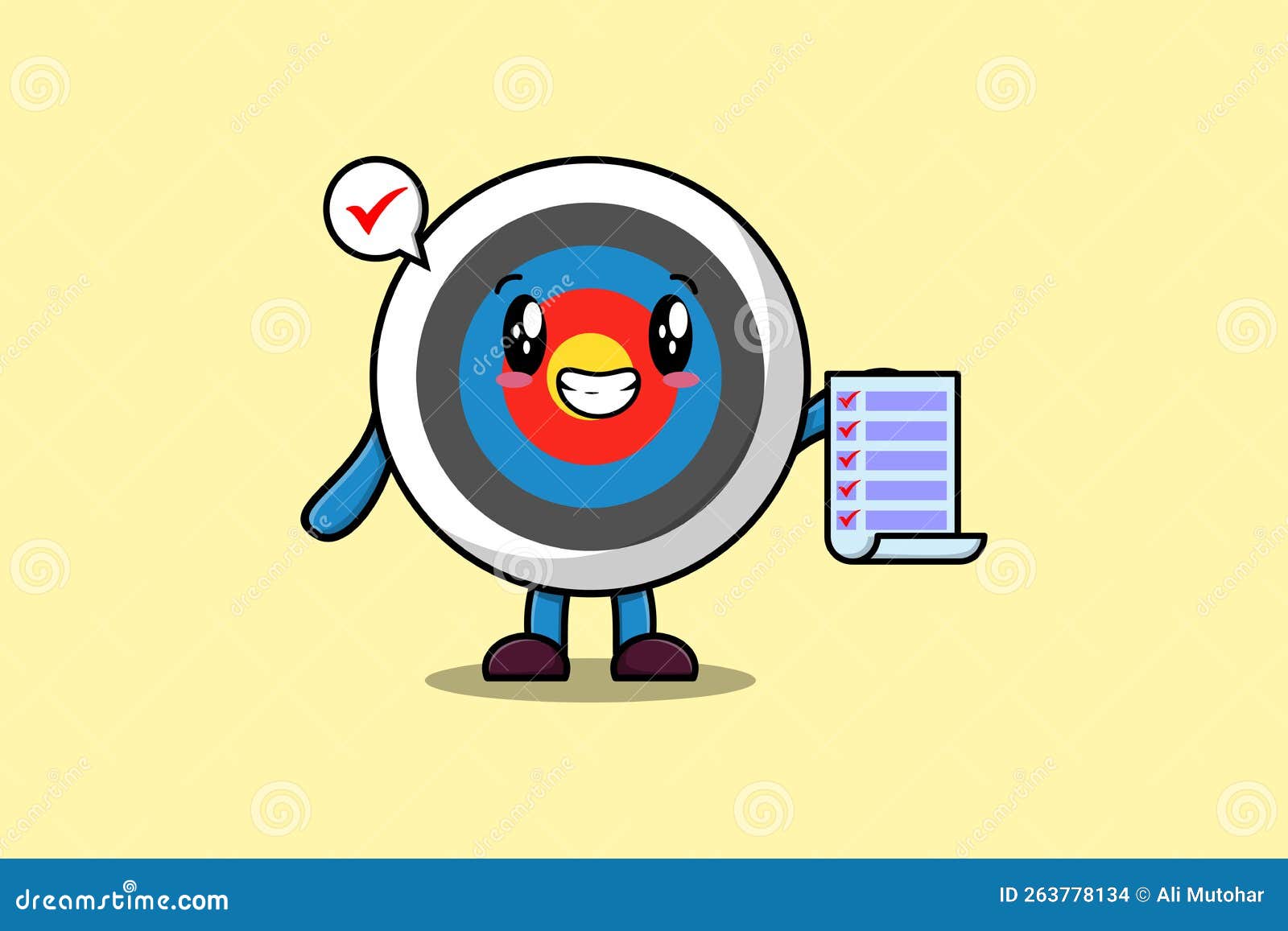 Cute Cartoon Archery Target Holding Checklist Note Stock Vector ...