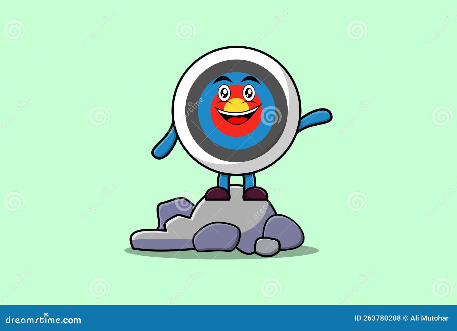 Cute Cartoon Archery Target Standing in Stone Stock Illustration ...