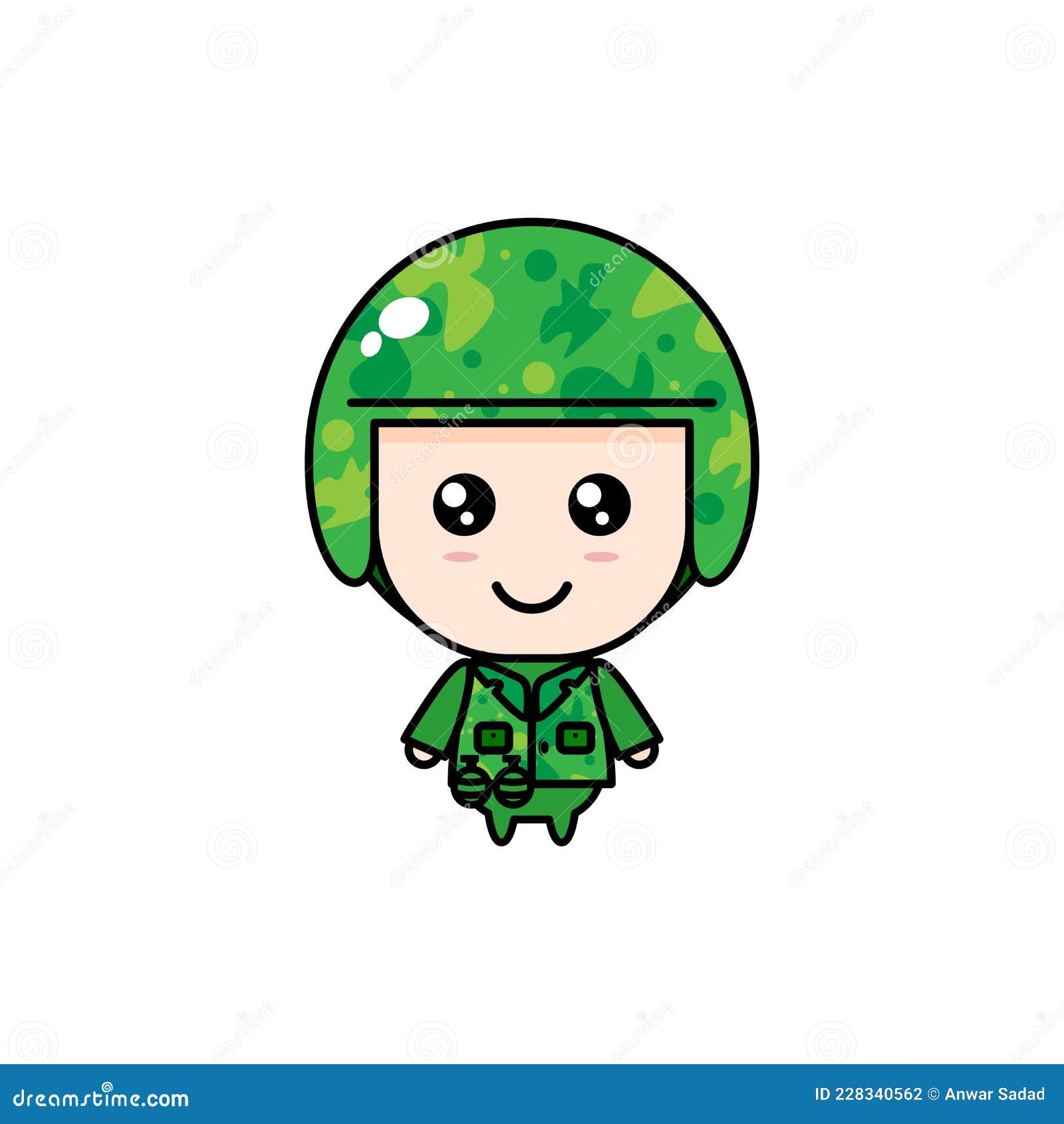 Cute Cartoon Army Kawai Vector Design Stock Vector - Illustration of ...