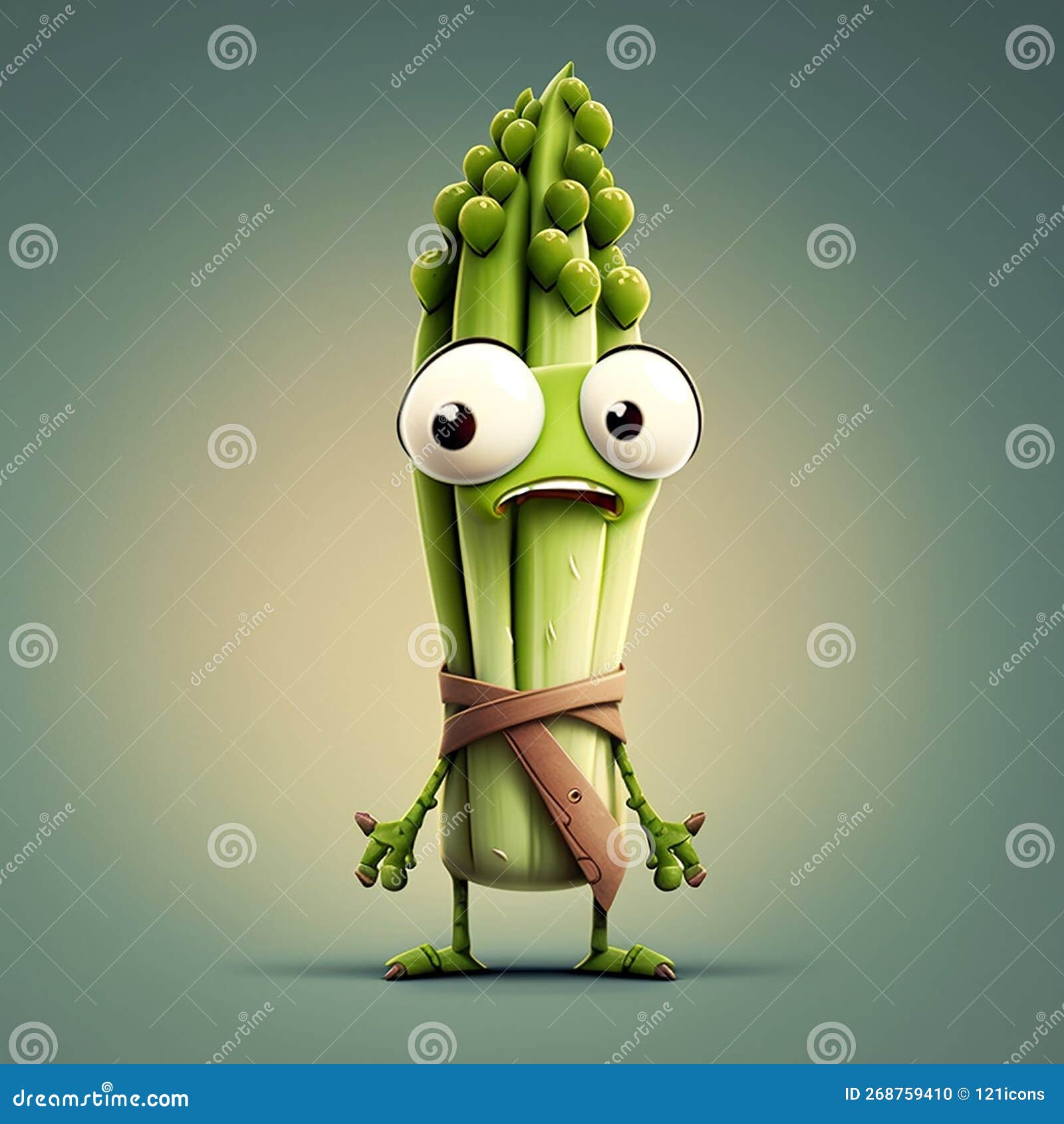 Cute Cartoon Asparagus Character by Generative AI Stock Illustration ...