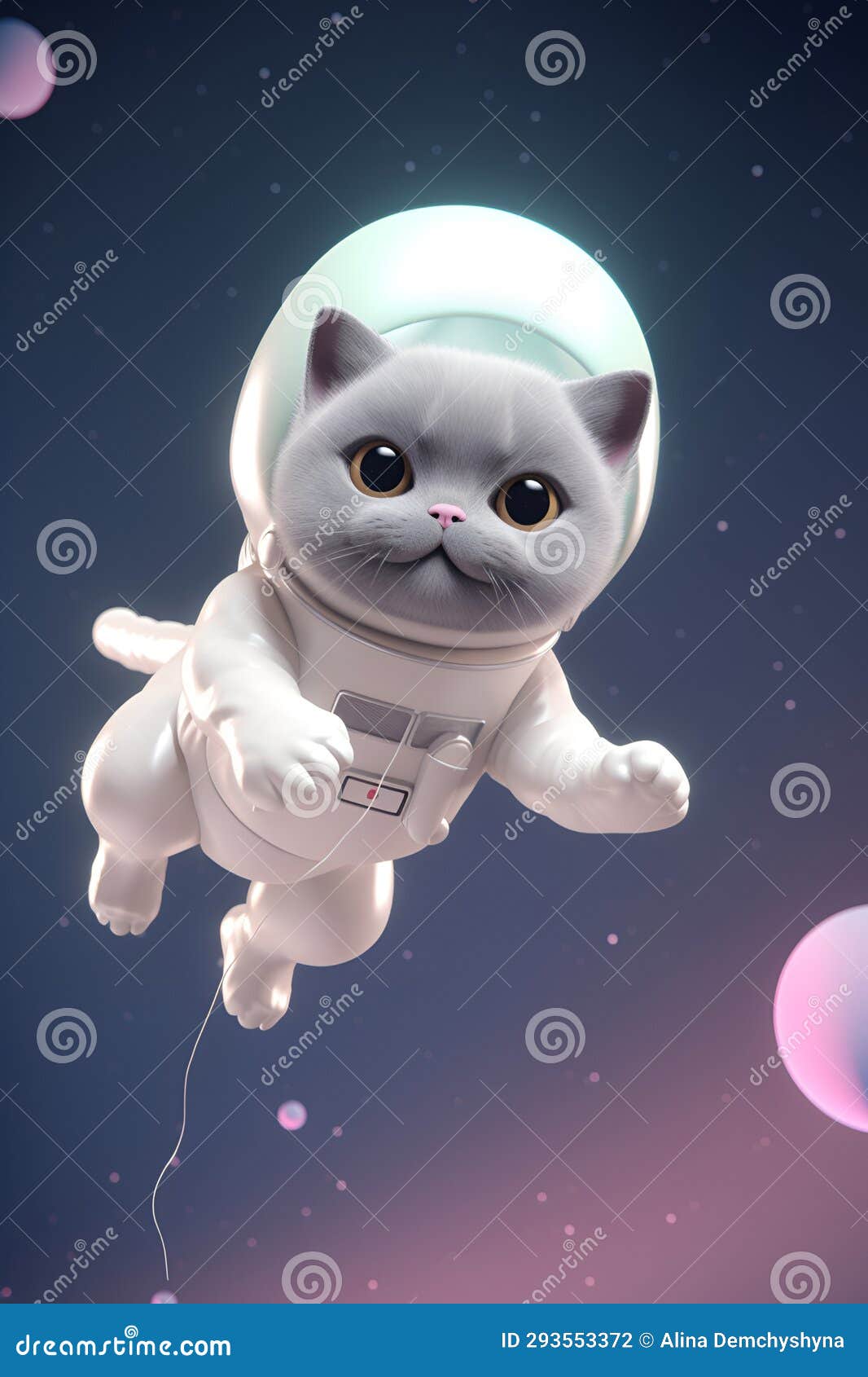 Cute Cartoon Astronaut Cat in a Space Suit 1 Stock Illustration ...