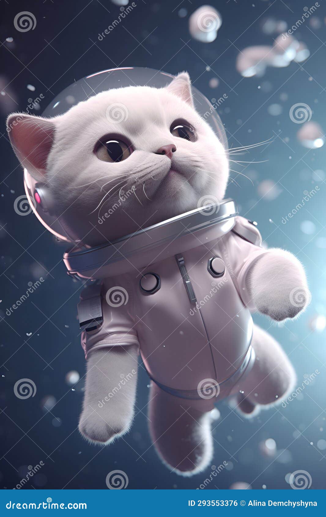 Cute Cartoon Astronaut Cat in a Space Suit 2 Stock Illustration ...