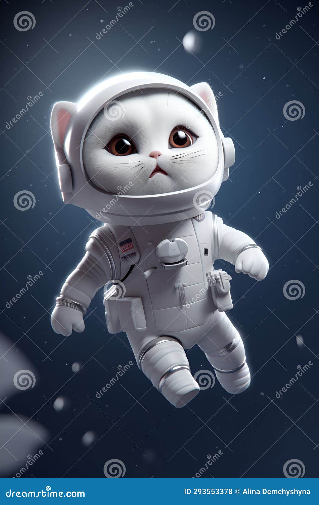 Cute Cartoon Astronaut Cat in a Space Suit 3 Stock Illustration ...