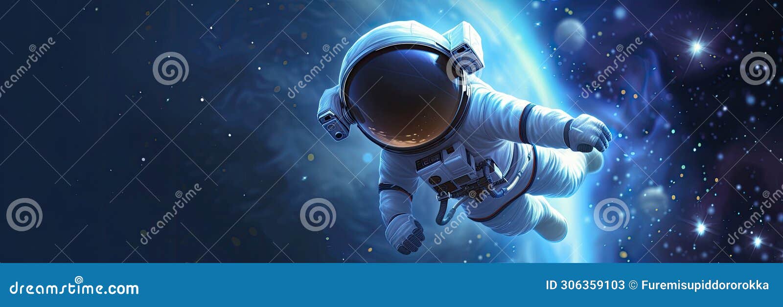 Cute Cartoon Astronaut Flying in Zero Gravity Space Stock Illustration ...