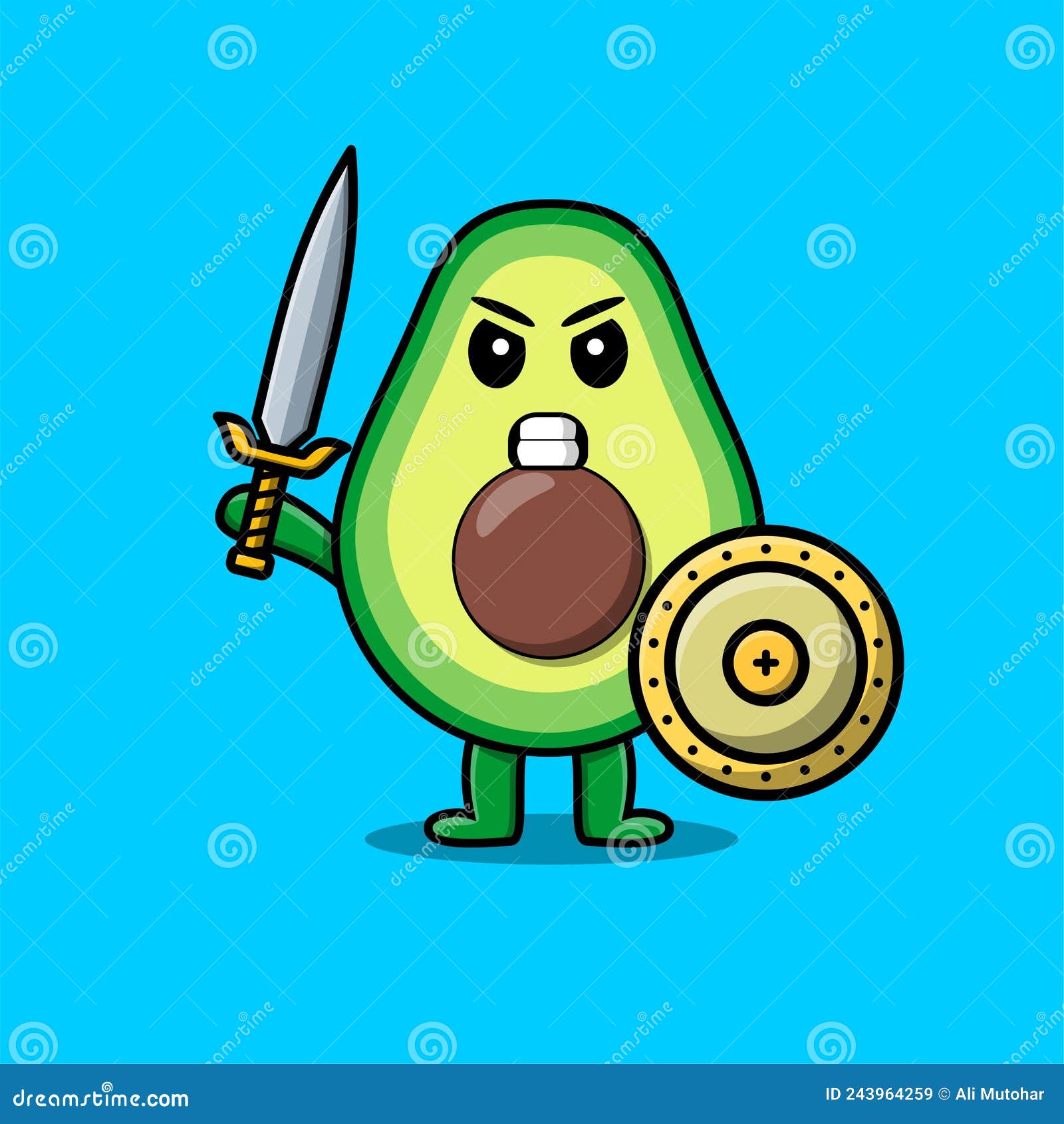 Cute Cartoon Avocado Character in Flat Design Stock Vector ...