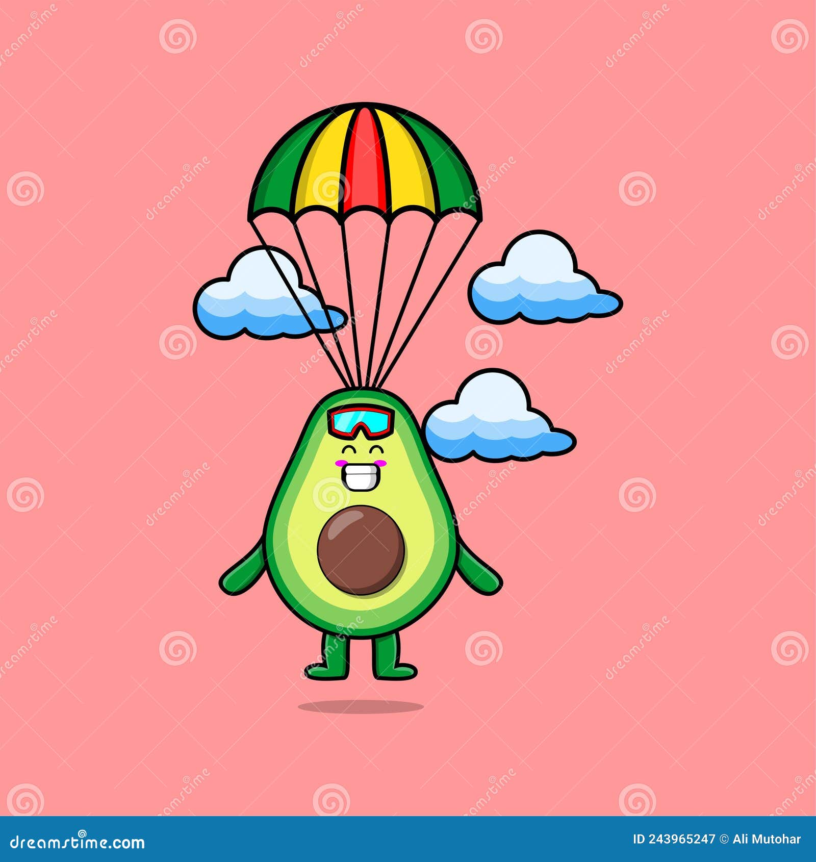 Cute Cartoon Avocado Character in Flat Design Stock Vector ...
