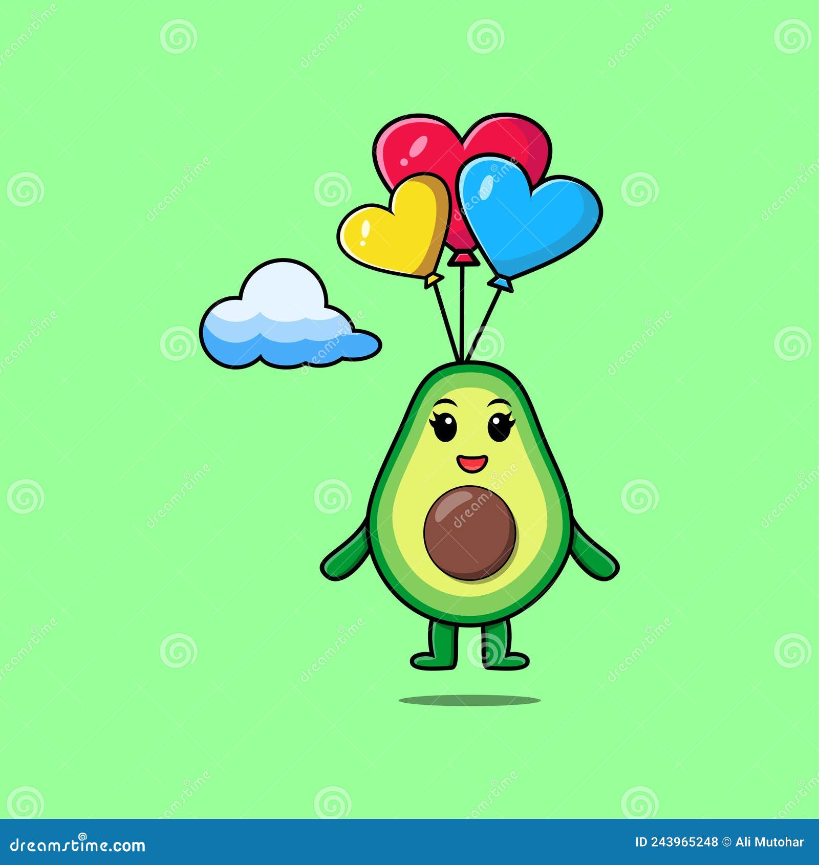 Cute Cartoon Avocado Character in Flat Design Stock Vector ...
