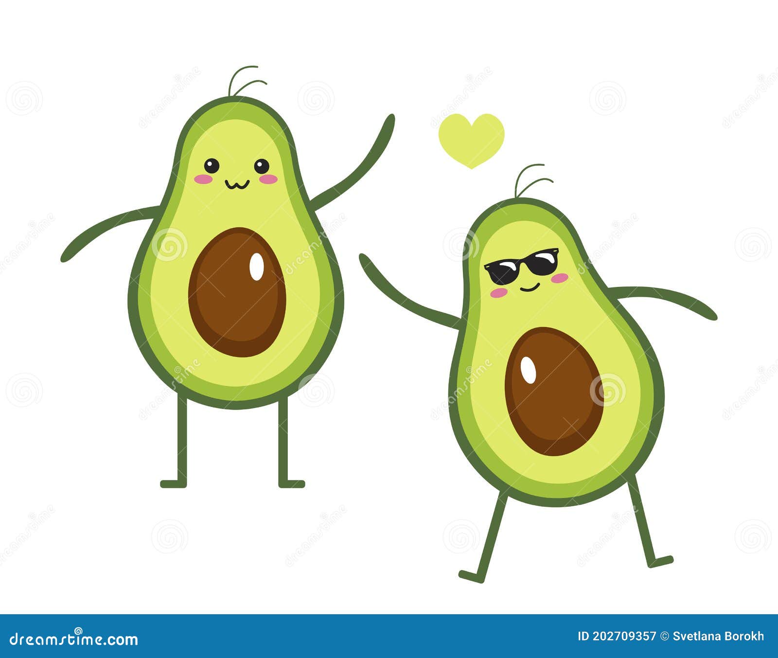 Let`s Avocuddle Cute Avocado Couple Cartoon Vector | CartoonDealer.com ...
