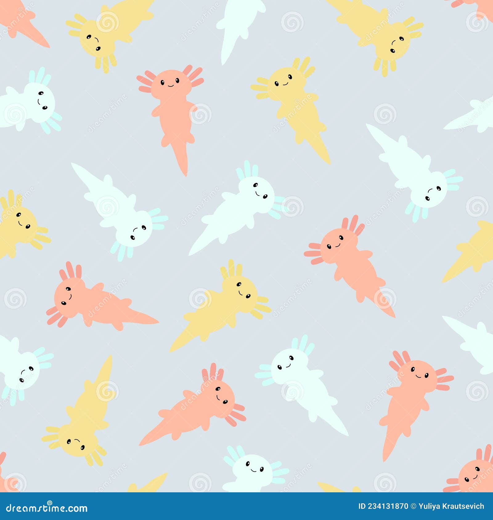 Axolotl. Seamless Watercolor Background For Different Desing. Royalty ...