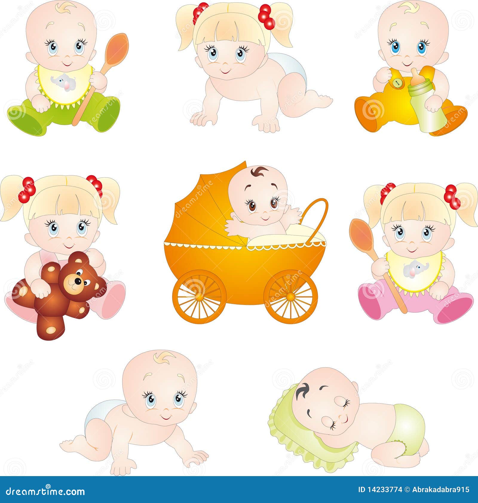 Cute cartoon babies stock vector. Illustration of cheerful - 14233774