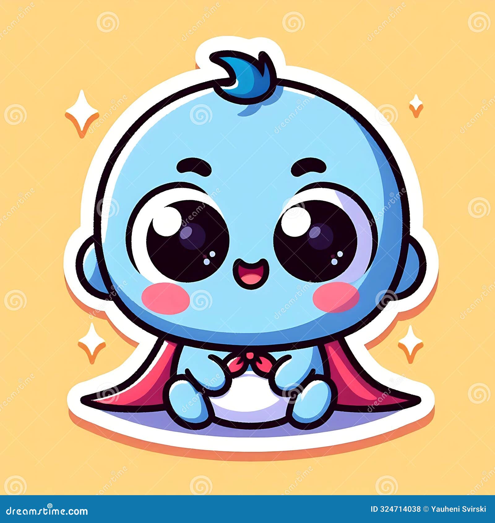 A Cute Cartoon Baby with a Blue Cape on Stock Illustration ...