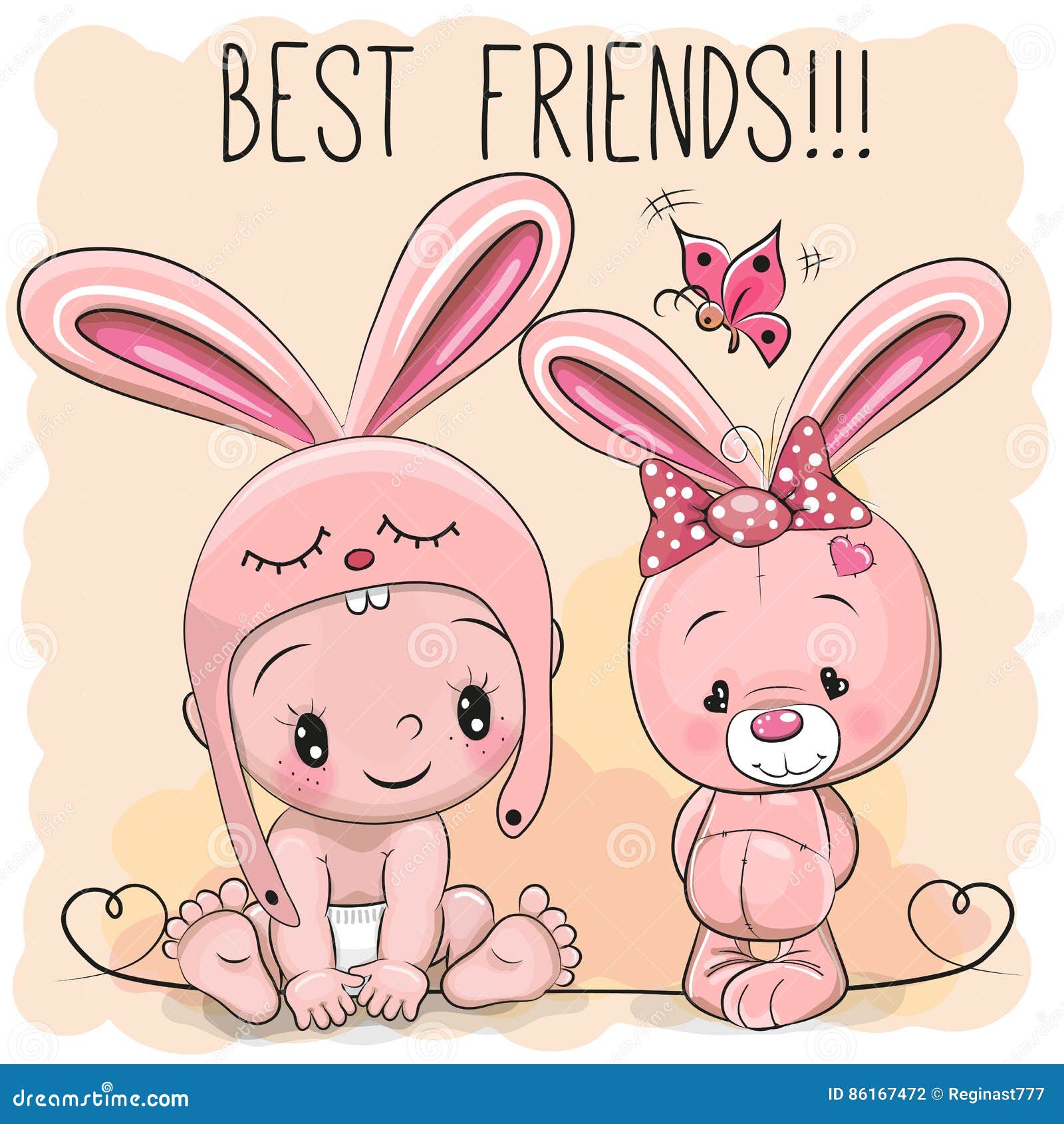 Cute Cartoon Baby and Bunny Stock Vector - Illustration of girls ...