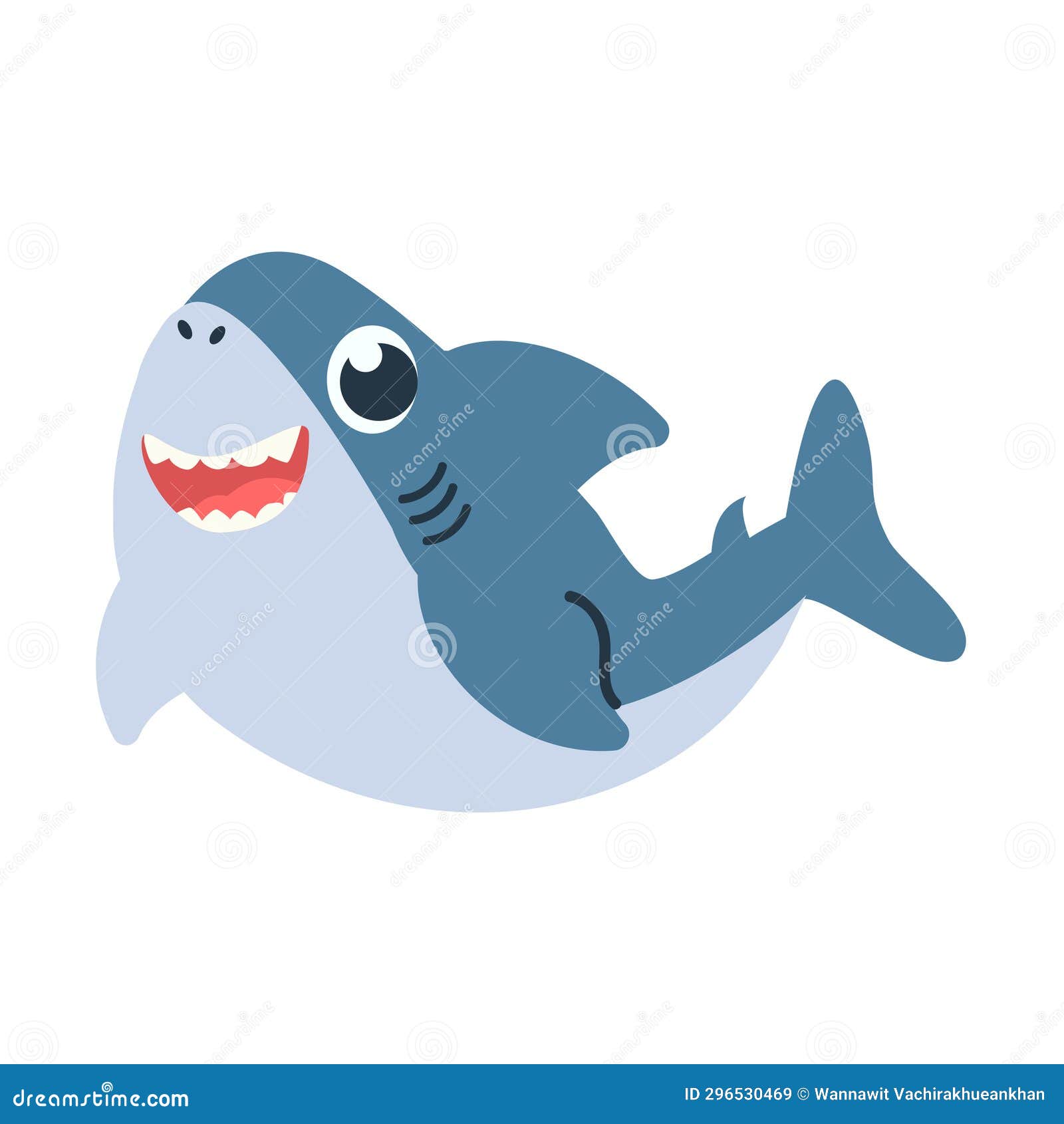 Shark 2D Flat Cartoon Sticker. | CartoonDealer.com #283258898