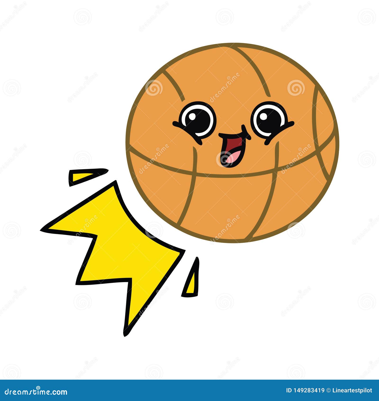 Cute cartoon basketball stock vector. Illustration of clipart - 149283419