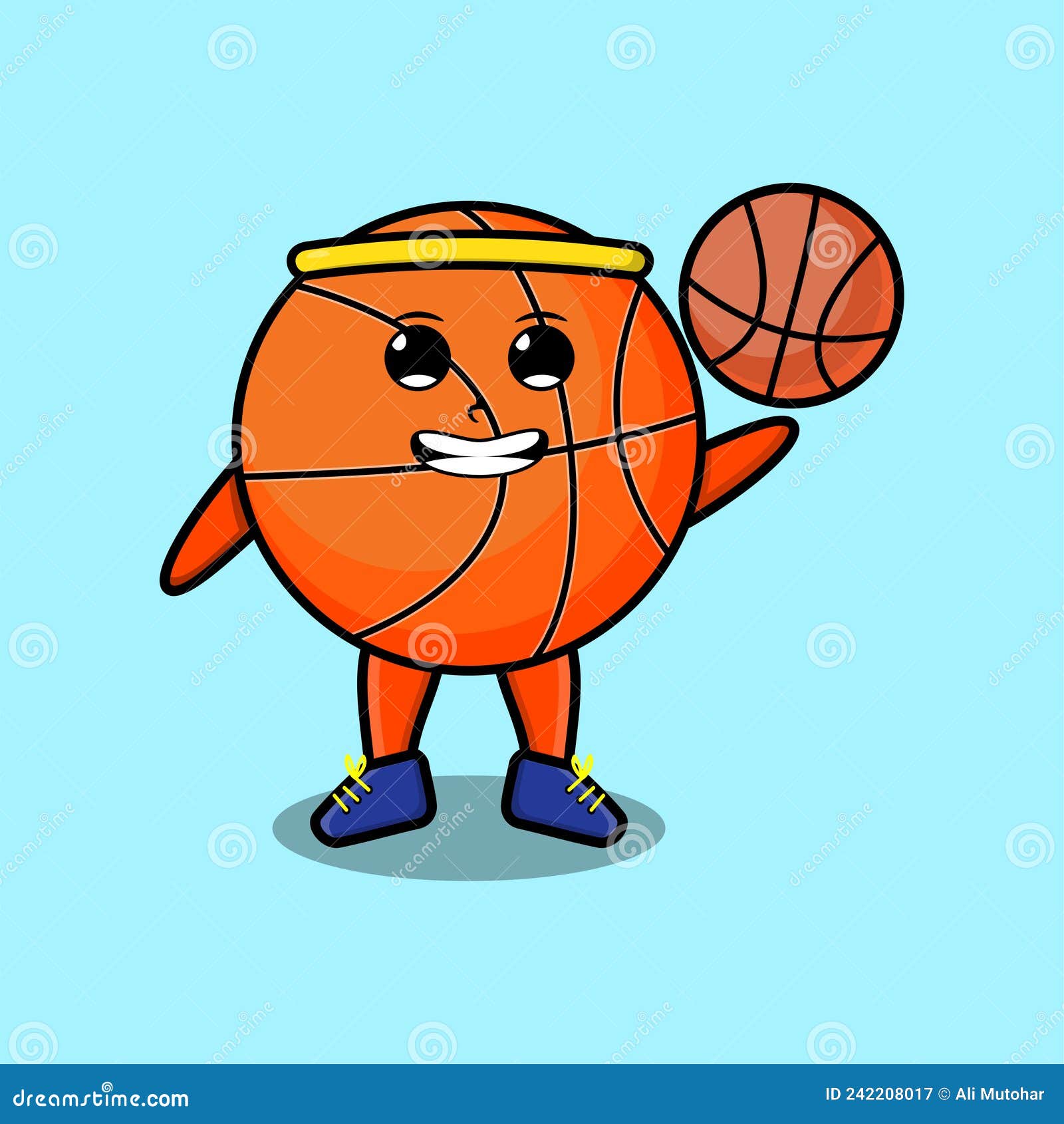 Cute Cartoon Basketball Playing Basketball Stock Vector - Illustration ...