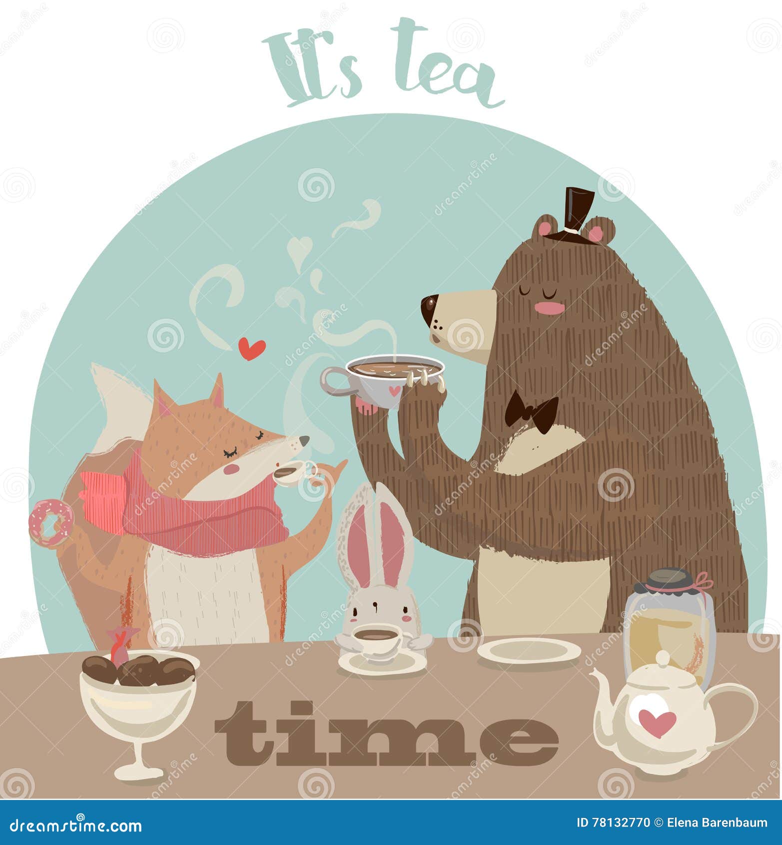 Cute Cartoon Bear Drinking Tea Stock Vector - Illustration of coffee ...