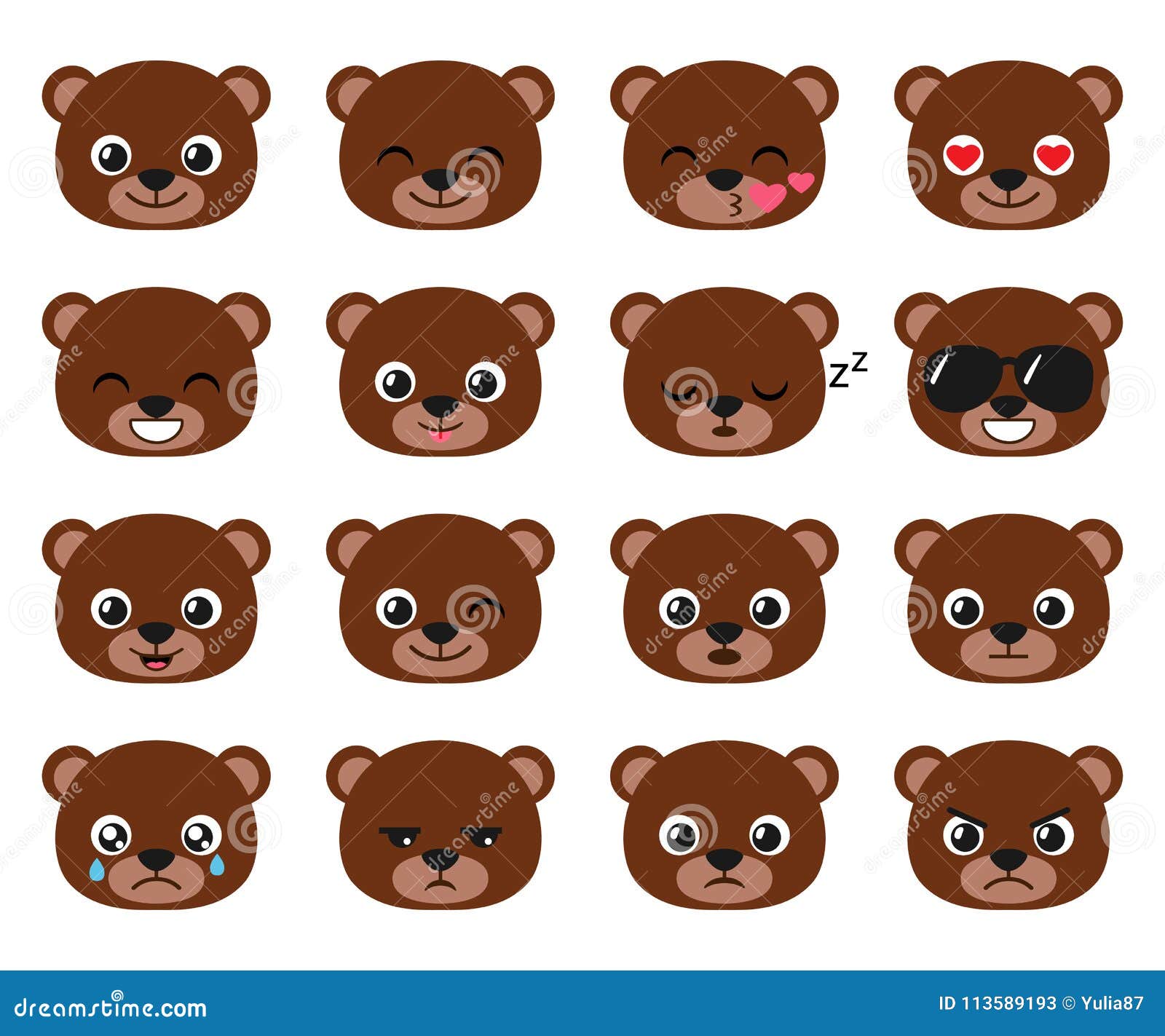 Cute cartoon bear emoj stock vector. Illustration of head - 113589193