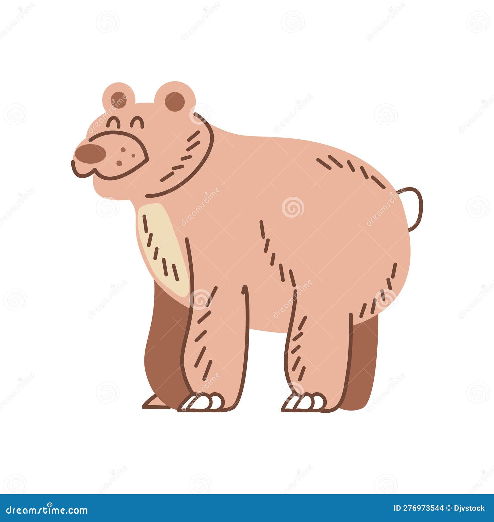 Cute Cartoon Bear Icon Standing on Flat Background Stock Vector ...