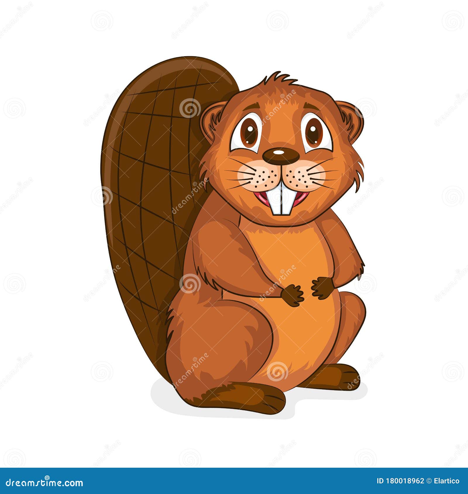 Cute Cartoon Beaver Character Isolated on White. Vector Illustration ...