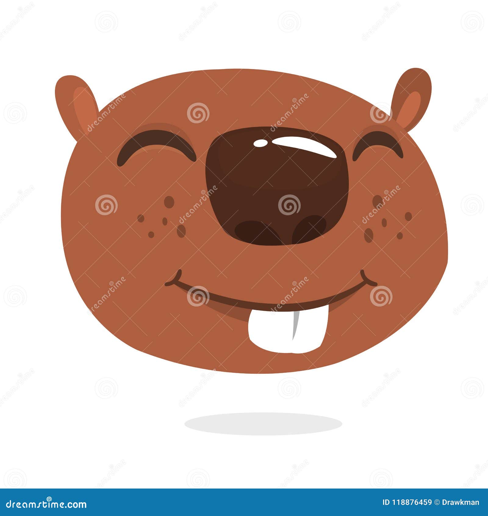 Cute Cartoon Beaver Head Icon Smiling. Vector Illustration ...
