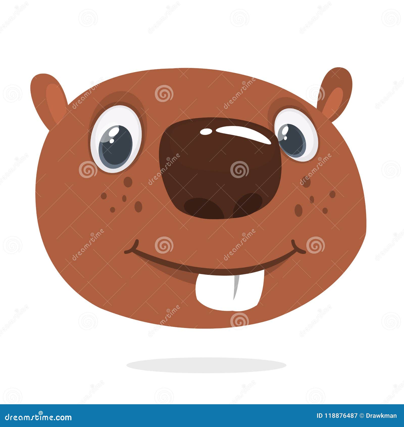 Cute Cartoon Beaver Head Icon Smiling. Vector Illustration Stock Vector ...