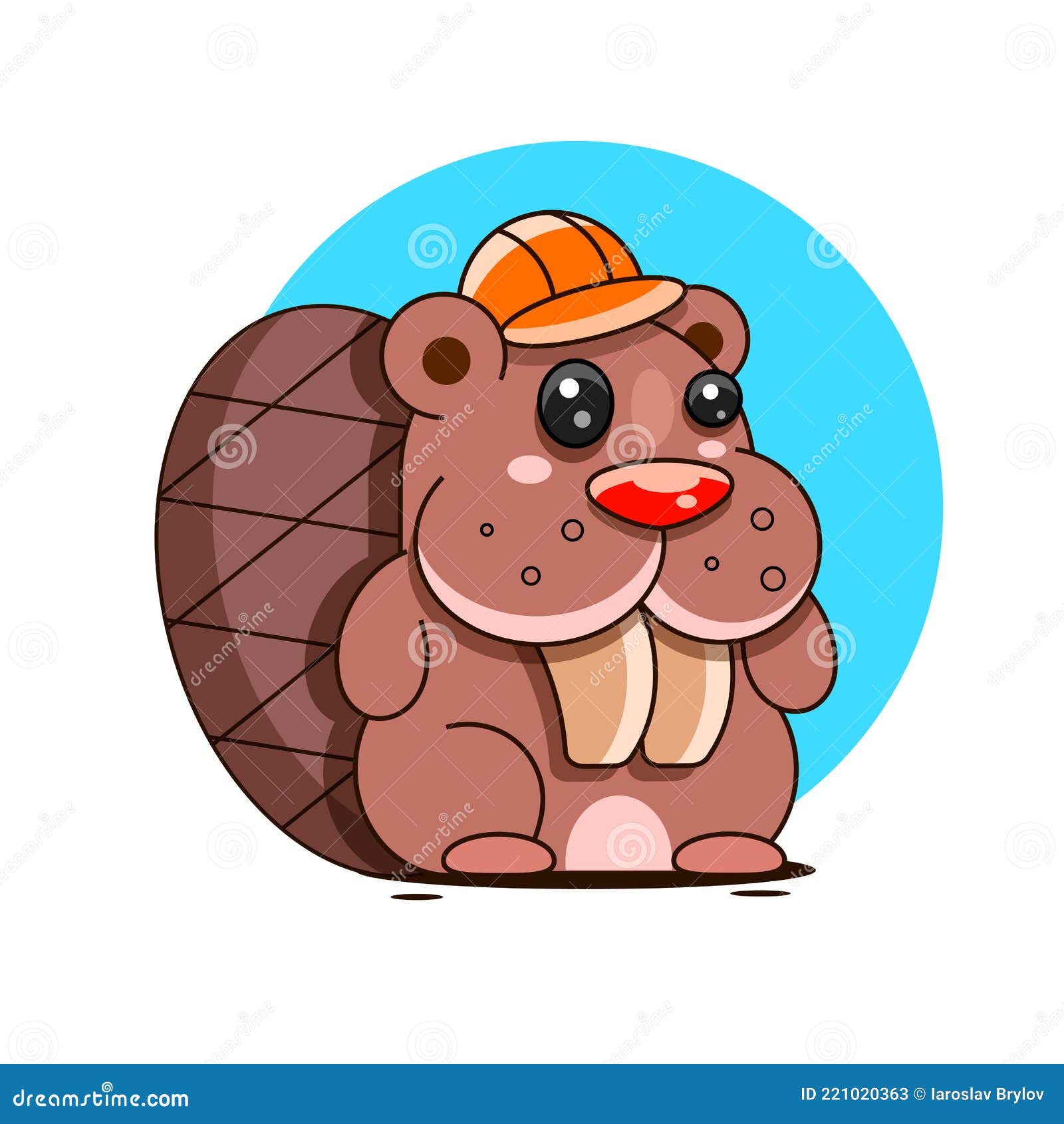 Cute Cartoon Beaver. Vector Illustration with Simple Gradients Stock ...