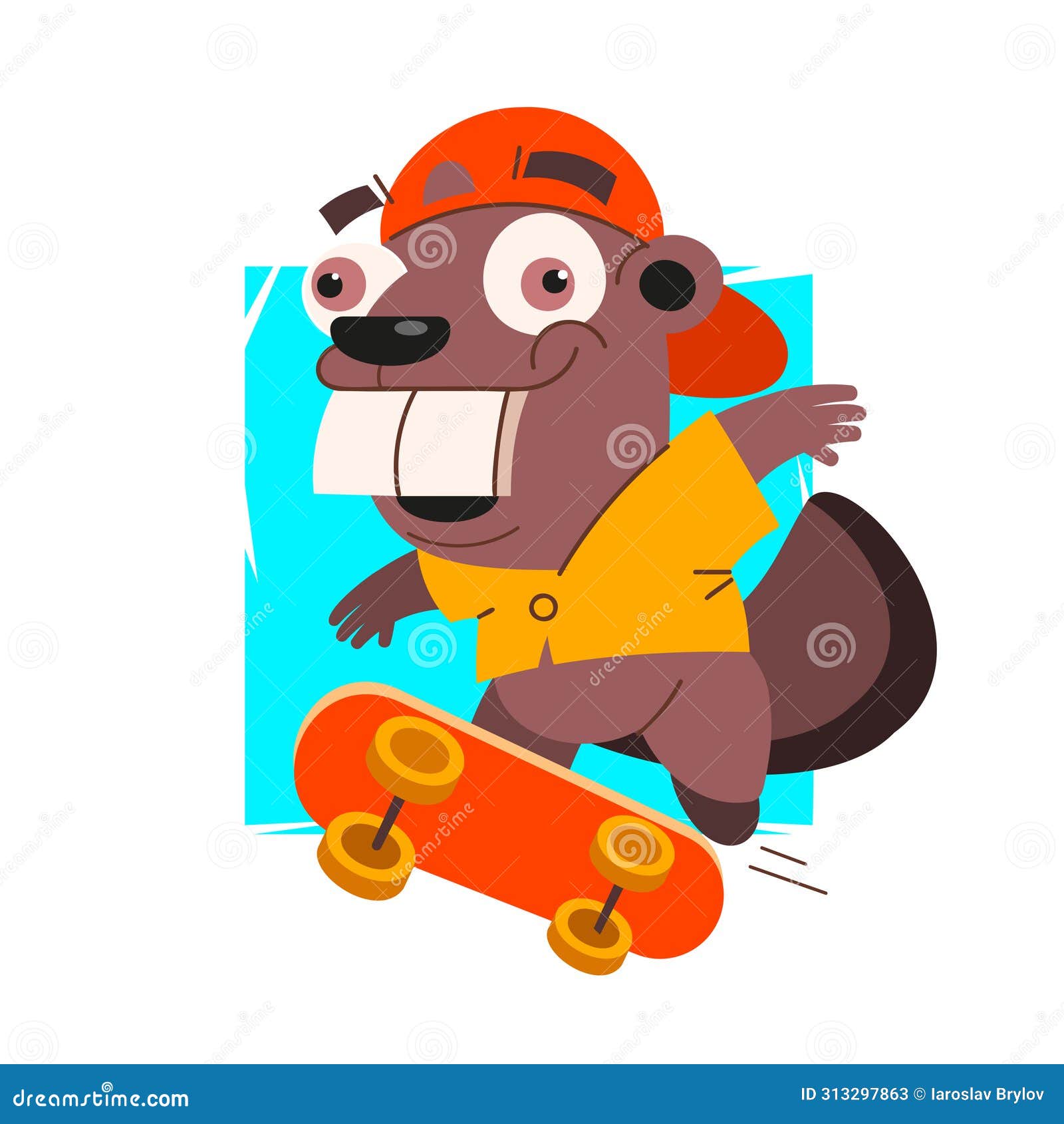 Cute Cartoon Beaver. Vector Illustration with Simple Gradients Stock ...
