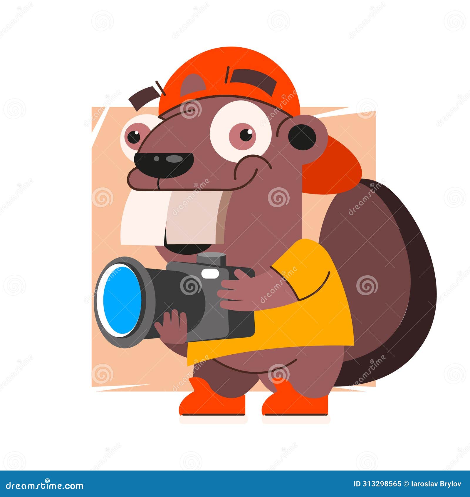 Cute Cartoon Beaver. Vector Illustration with Simple Gradients Stock ...
