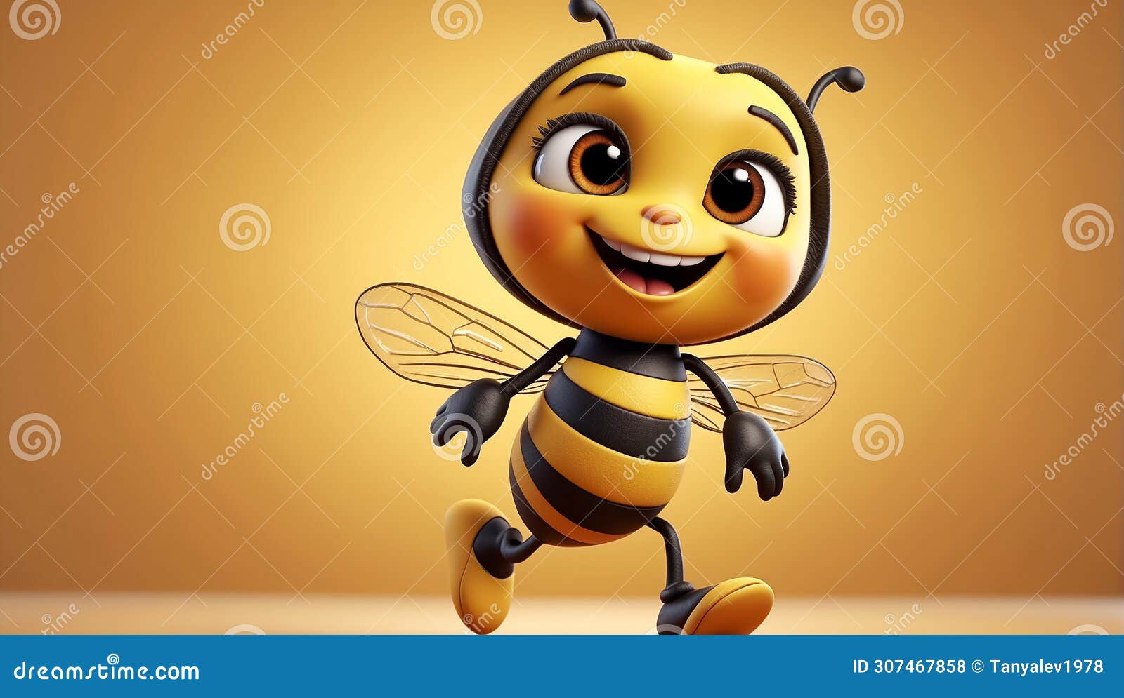 Cute cartoon bee character stock illustration. Illustration of happy ...