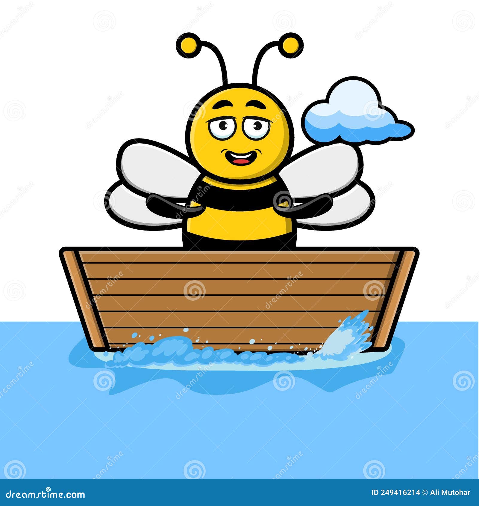 Cute Cartoon Bee Get on Boat in Vector Character Stock Vector ...