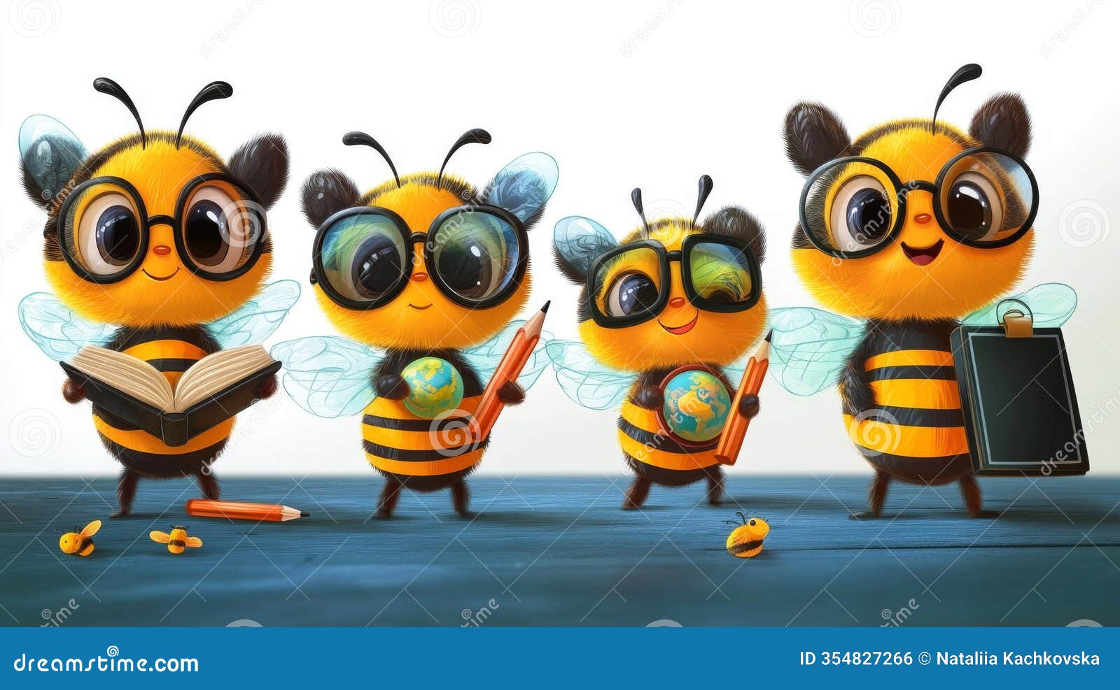 Cute Cartoon Bee Reading a Book. Illustration Stock Illustration ...