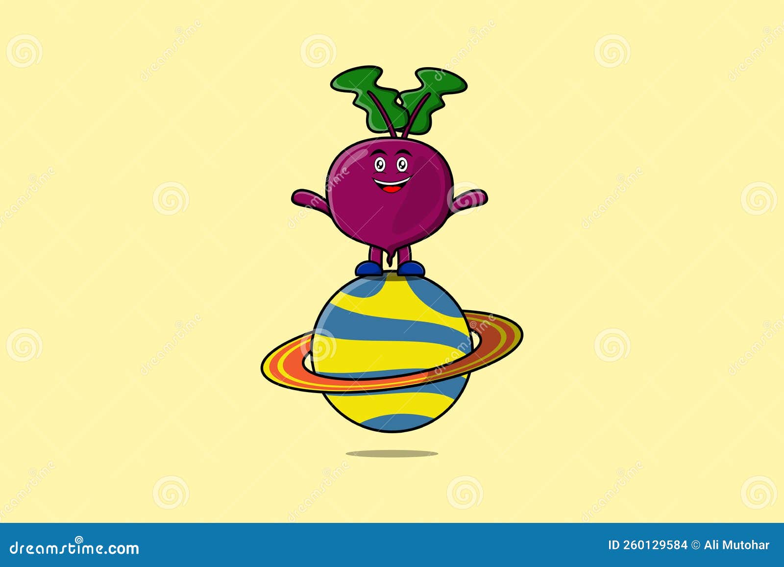 Cute Cartoon Beetroot Character Standing in Planet Stock Vector ...