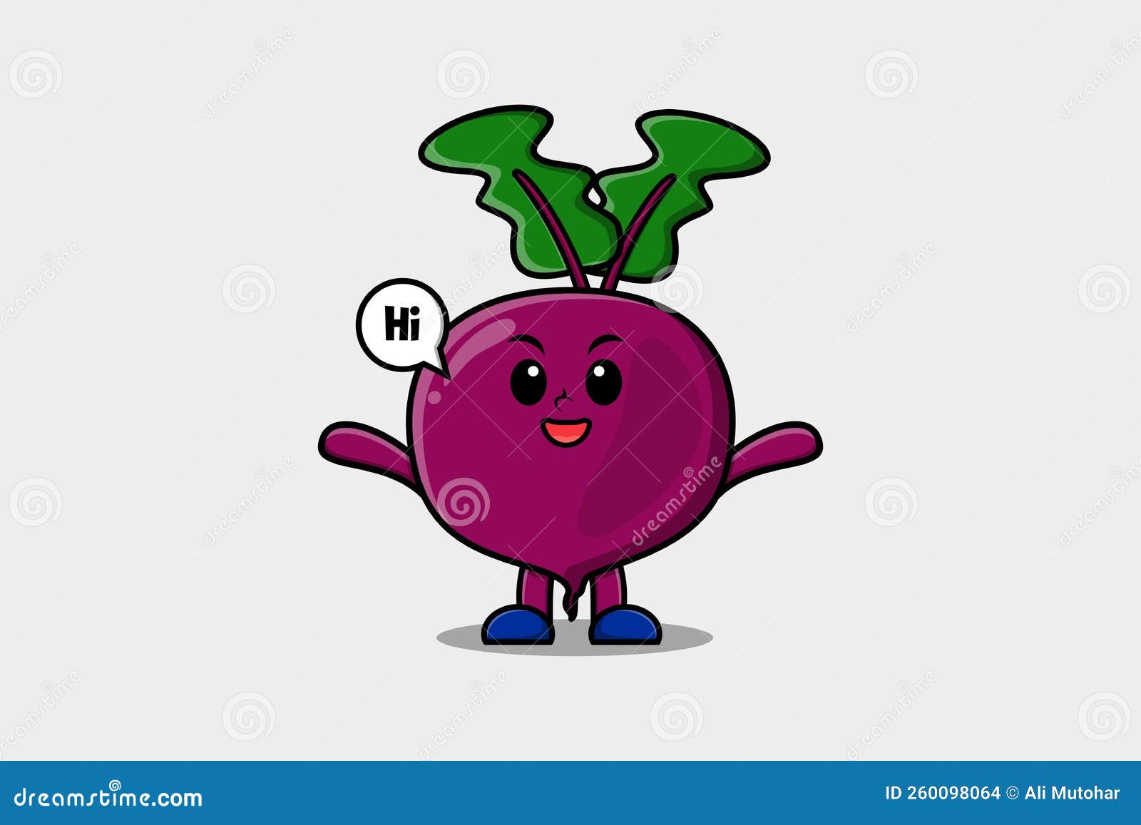 Cute Cartoon Beetroot with Happy Expression Stock Illustration ...