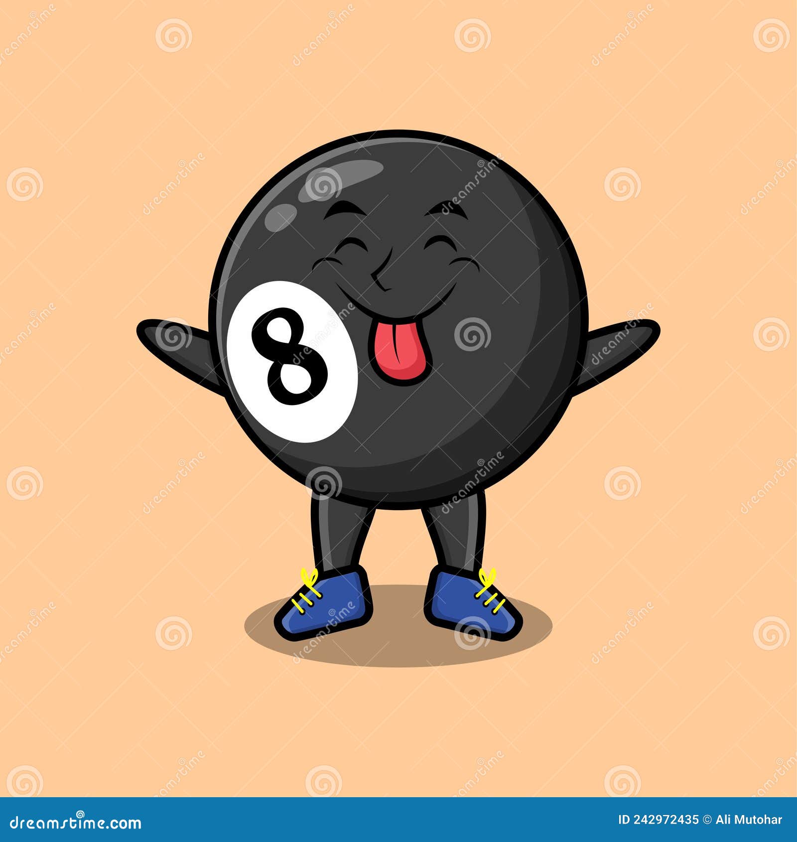 Cute Cartoon Billiard Ball with Flashy Expression Stock Vector ...