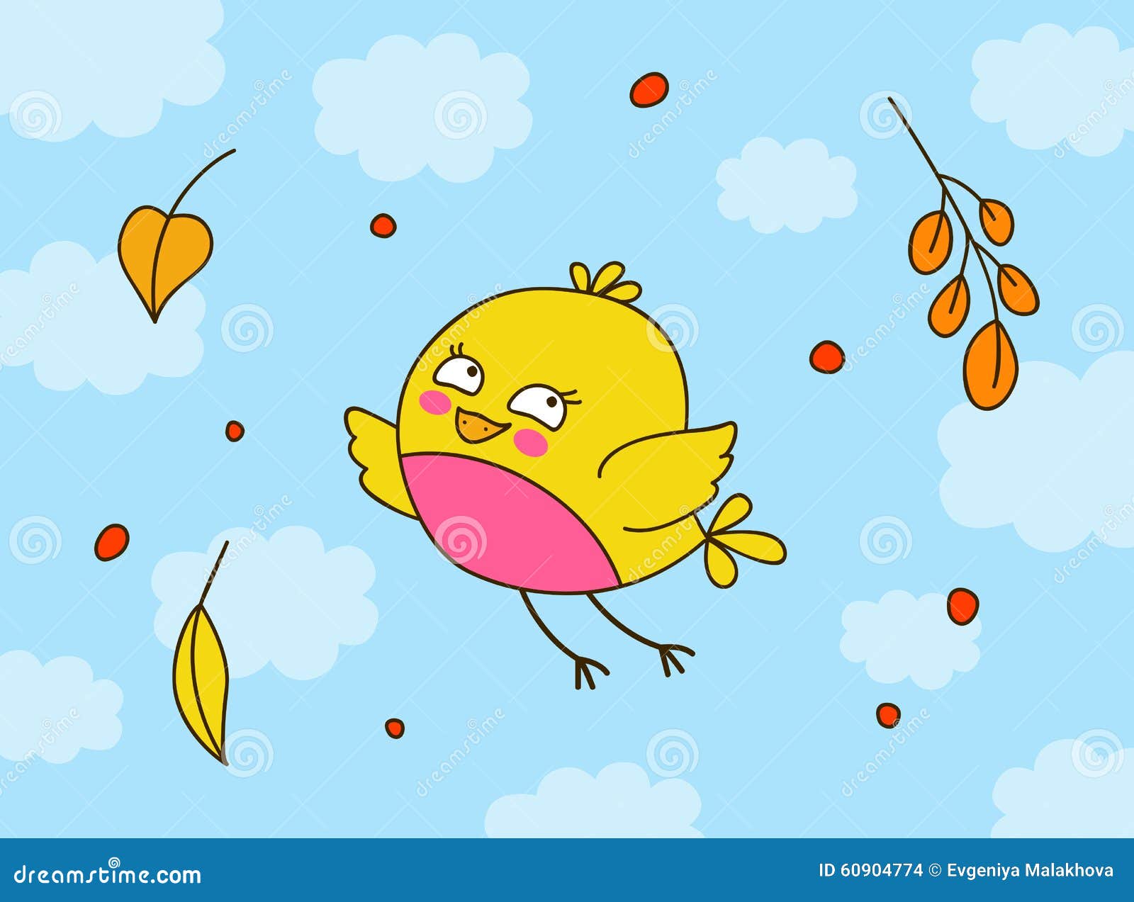 Cute cartoon bird stock vector. Illustration of fall - 60904774