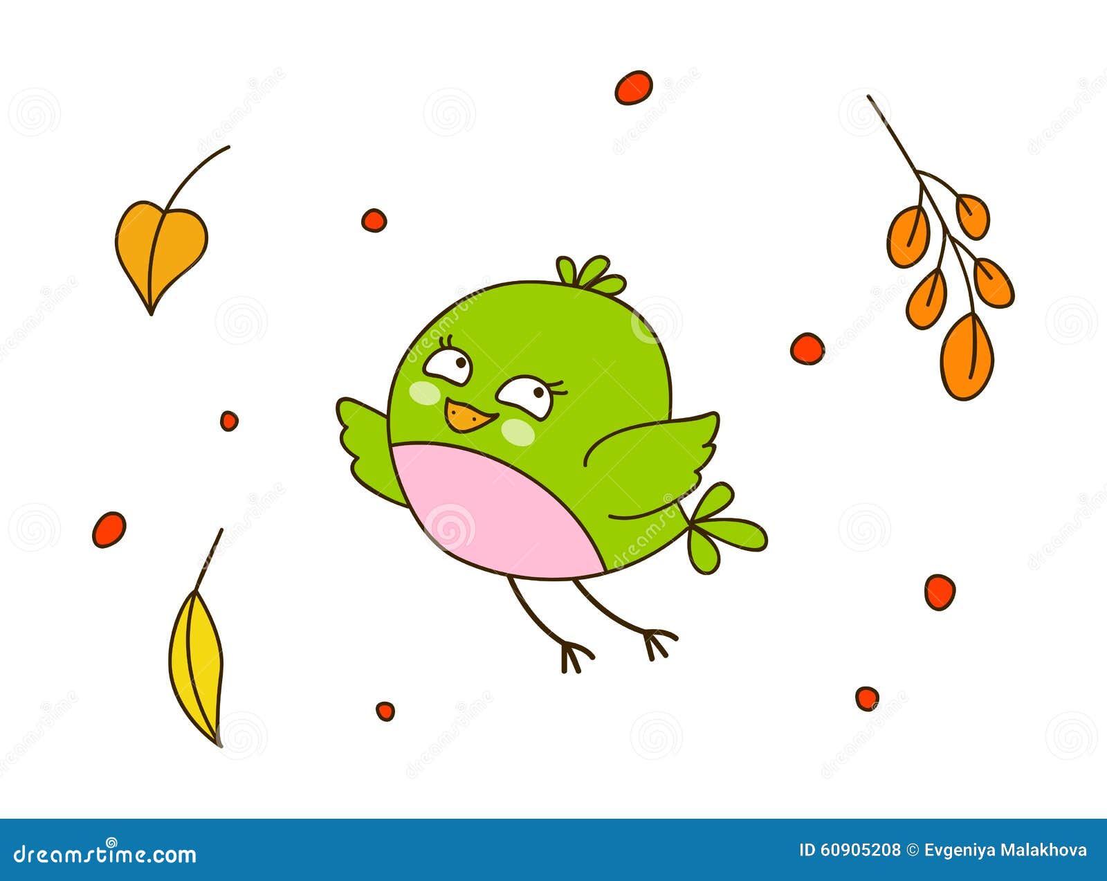 Cute cartoon bird stock vector. Illustration of autumn - 60905208