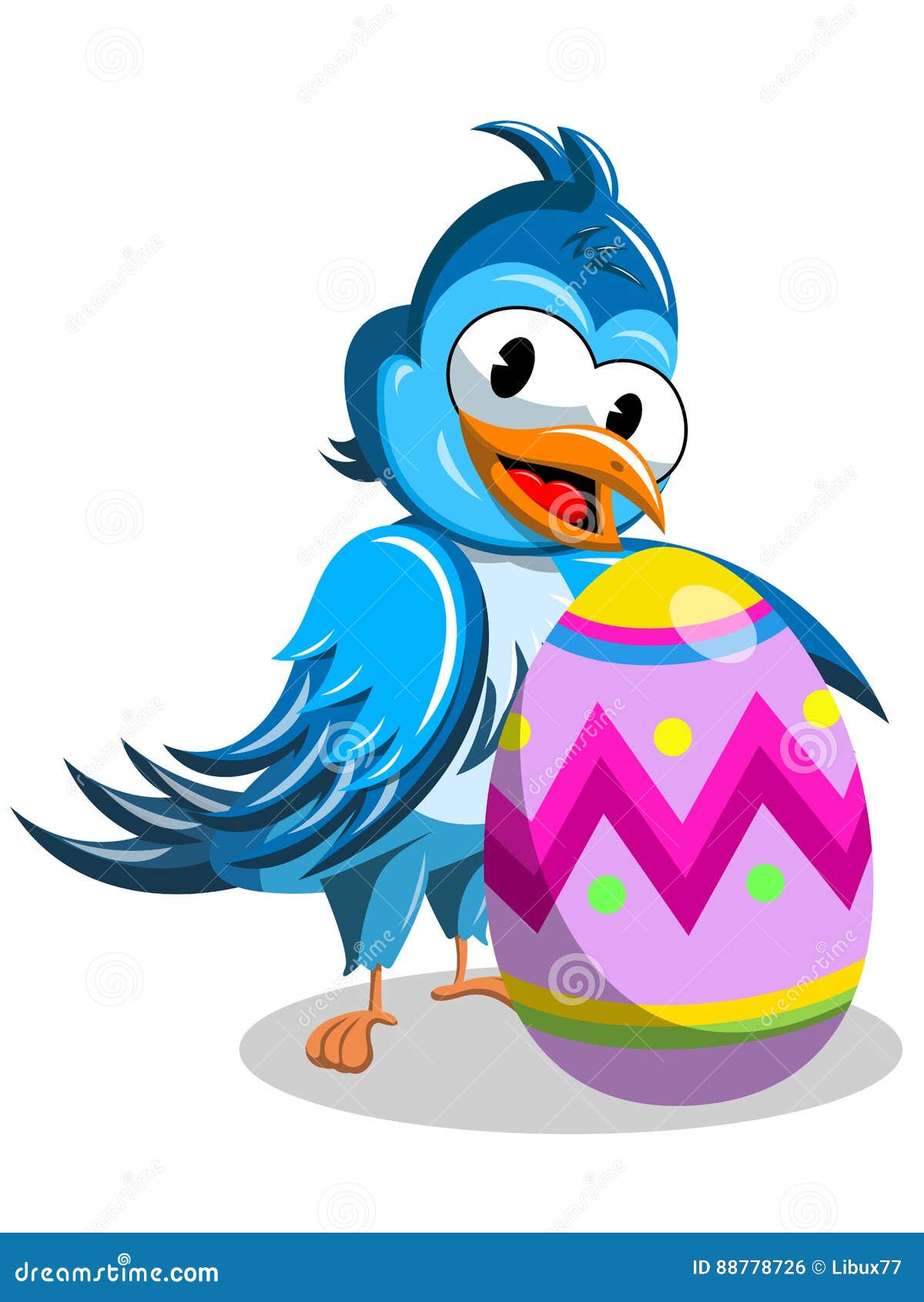 Cute Cartoon Bird Decorated Easter Egg Isolated Stock Vector ...