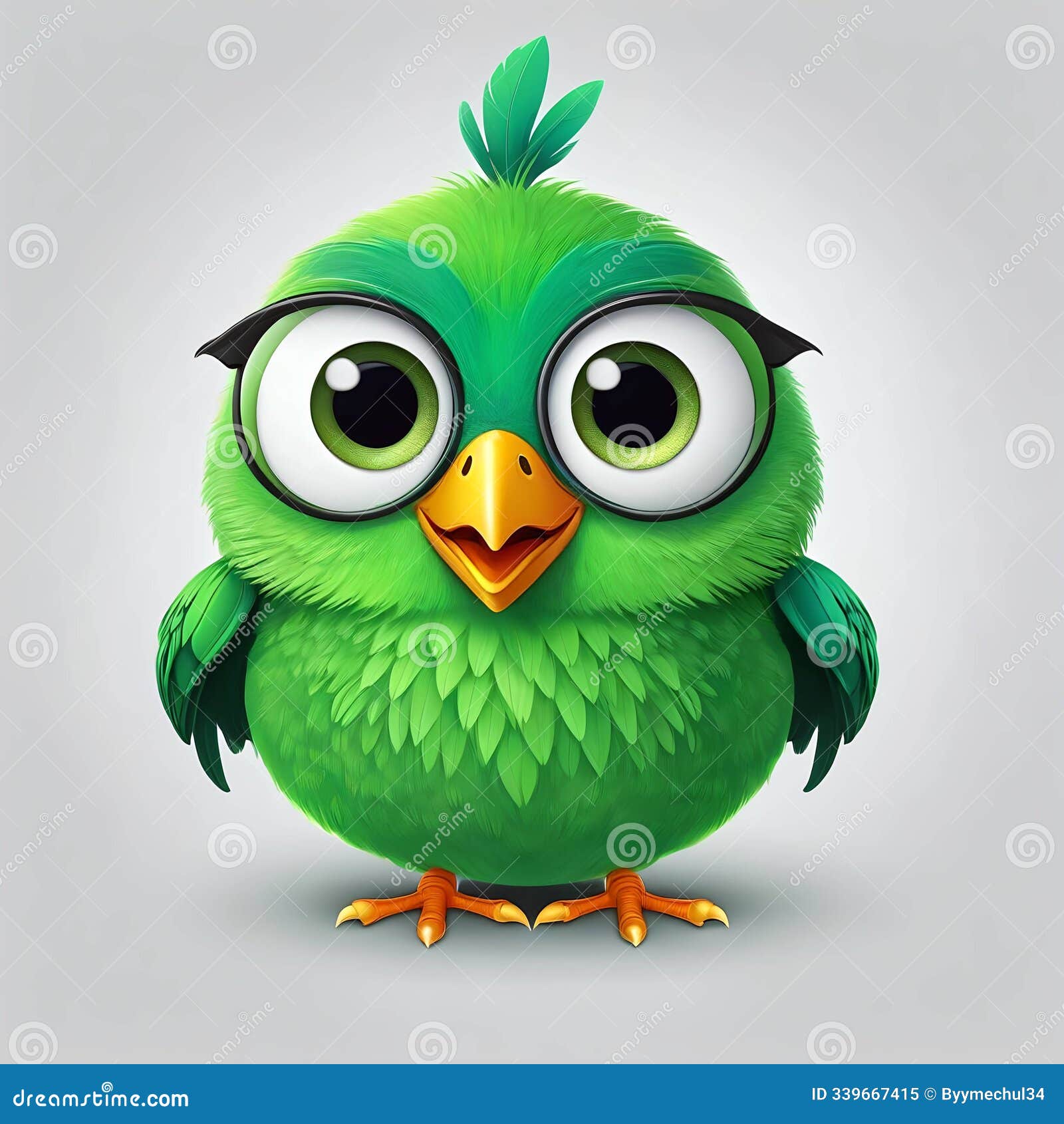 Cute Cartoon Bird, Looking at the Camera Ai Stock Illustration ...