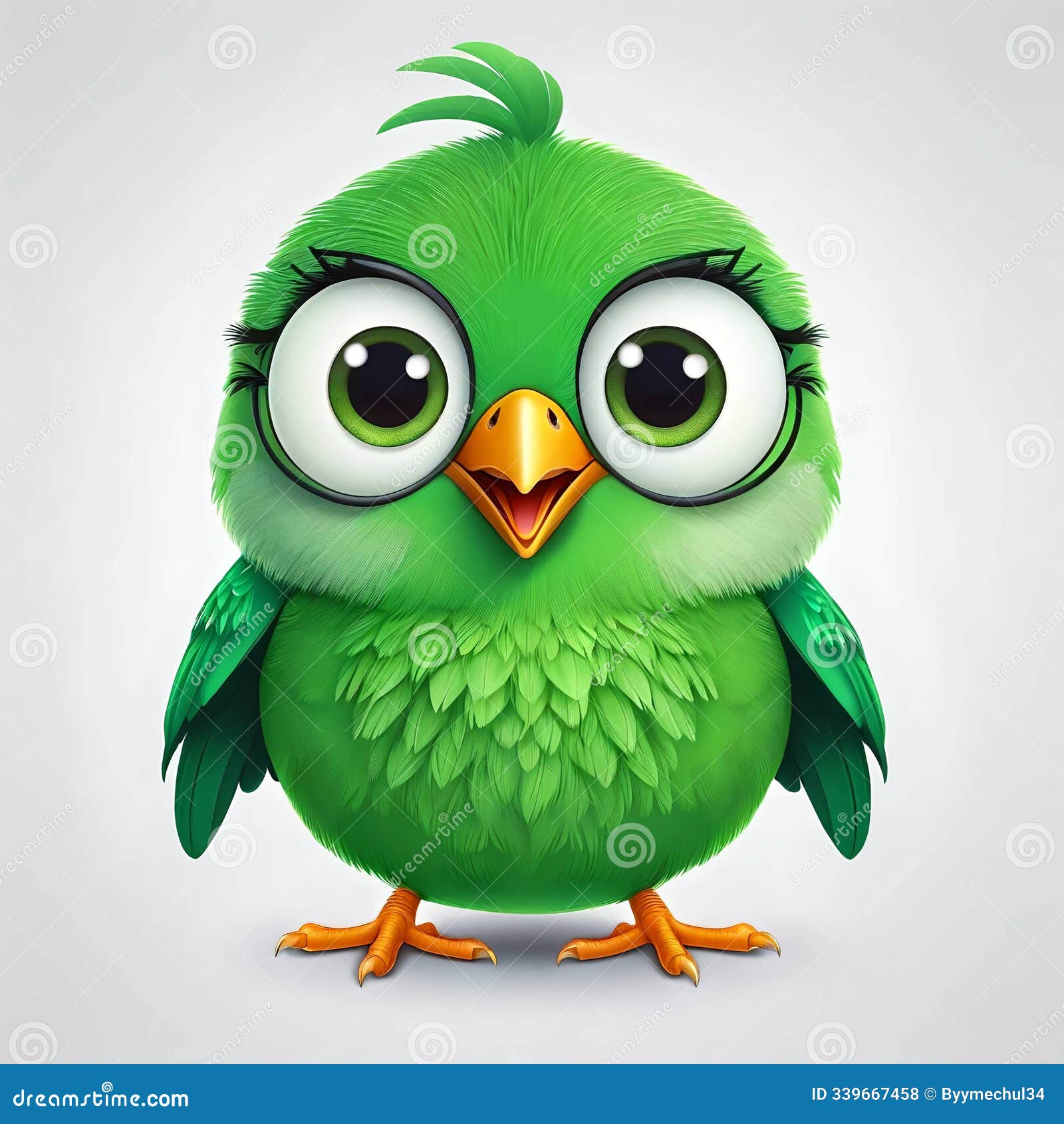 Cute Cartoon Bird, Looking at the Camera Ai Stock Illustration ...
