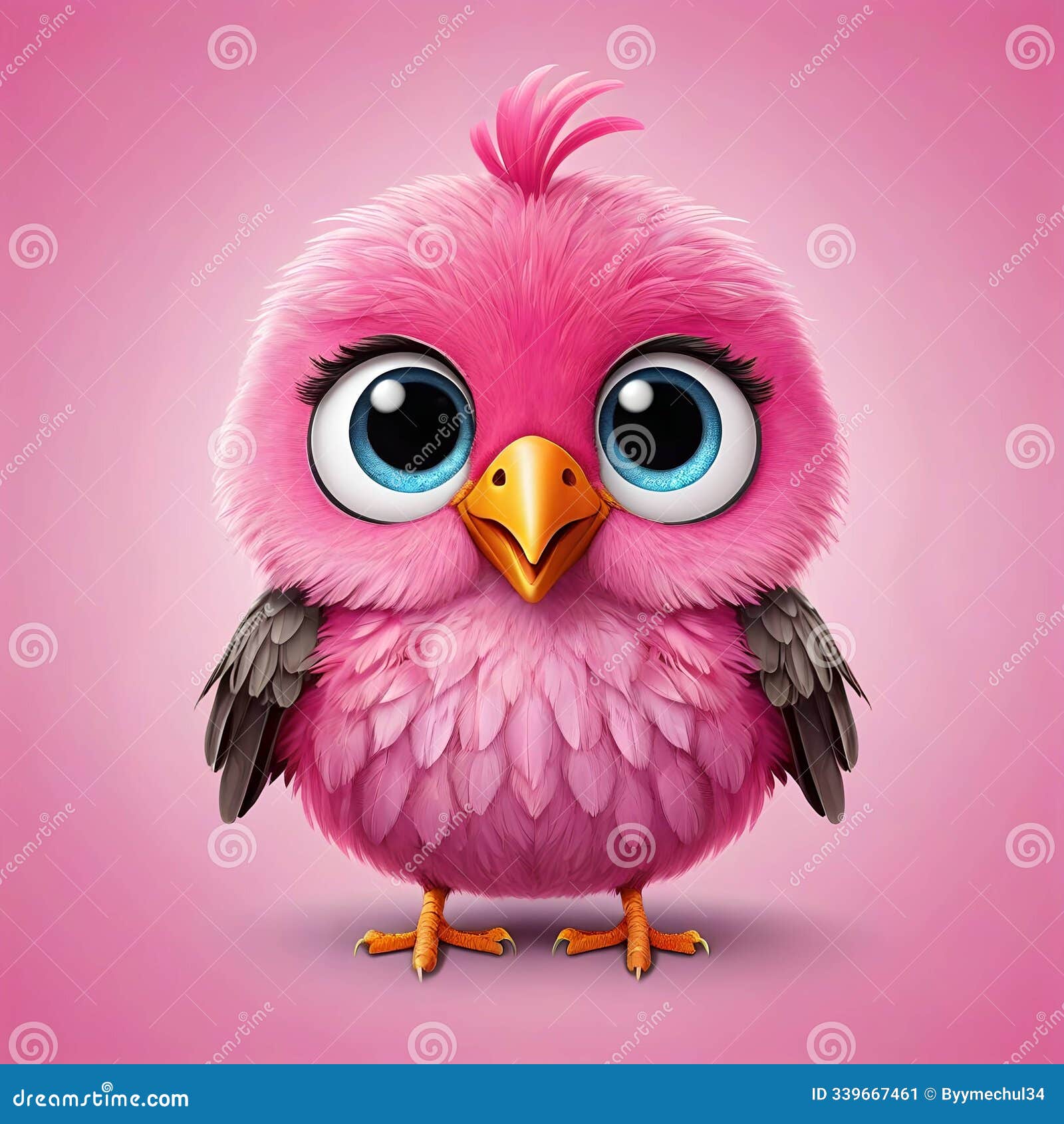 Cute Cartoon Bird, Looking at the Camera Ai Stock Illustration ...