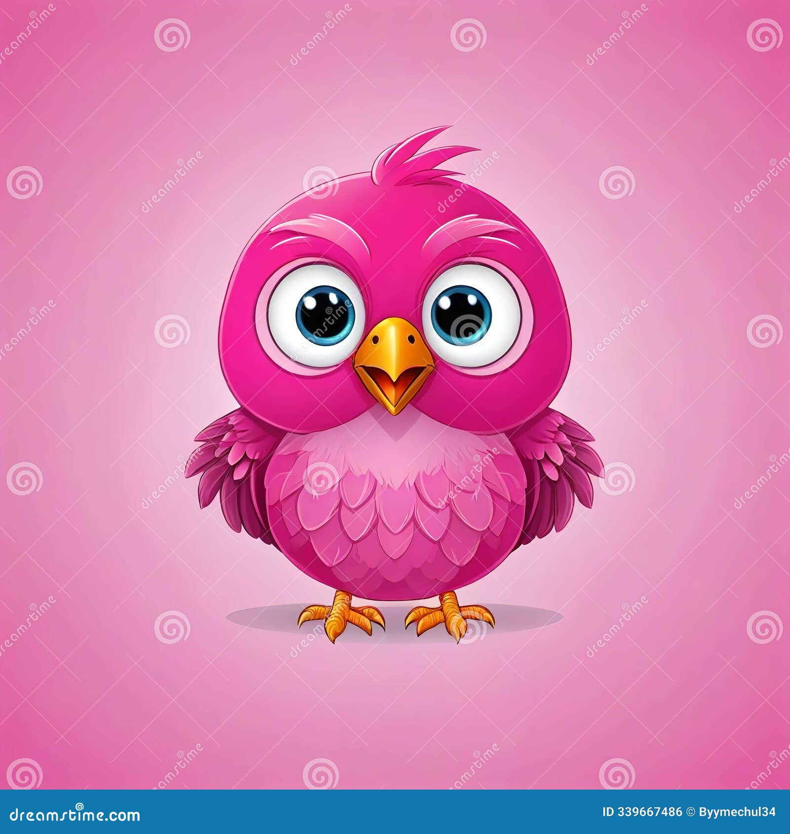 Cute Cartoon Bird, Looking at the Camera Ai Stock Illustration ...