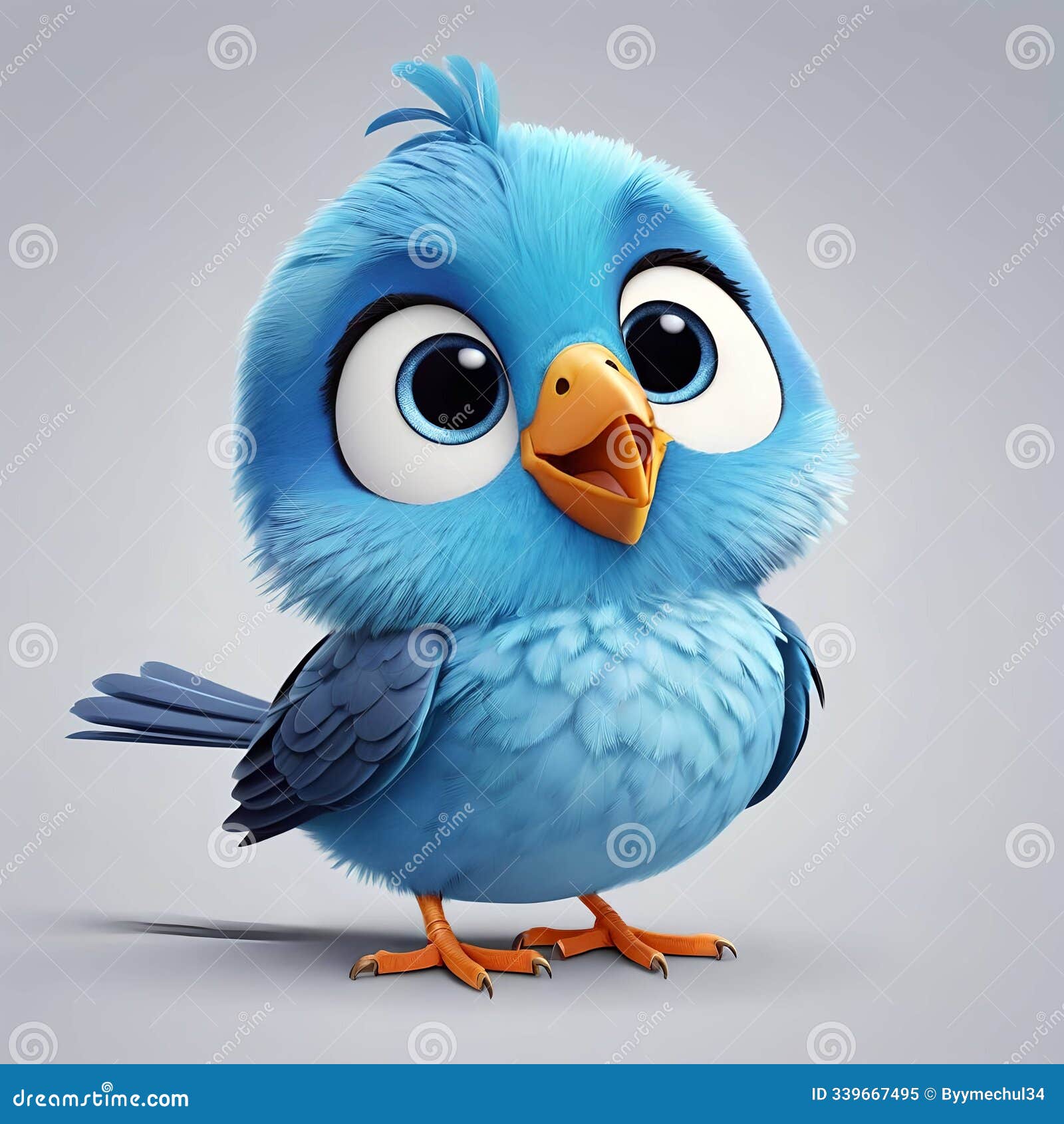 Cute Cartoon Bird, Looking at the Camera Ai Stock Illustration ...